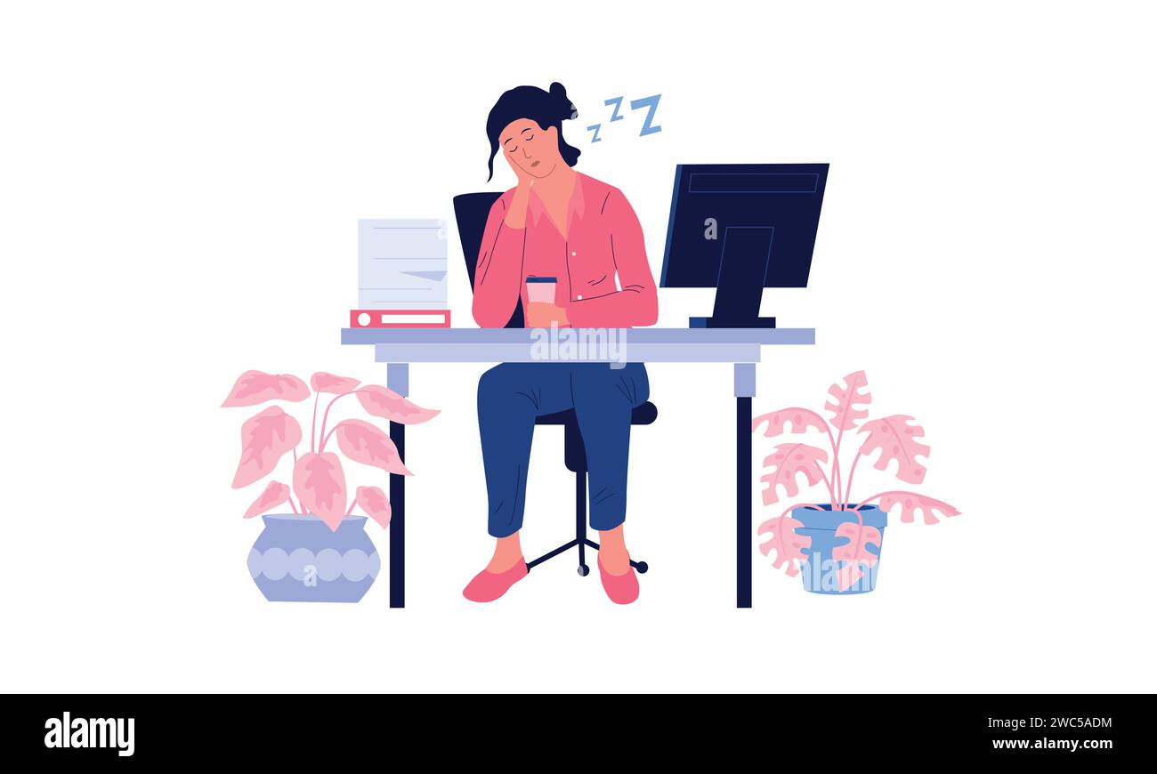 Cartoon tired woman Cut Out Stock Images & Pictures - Alamy