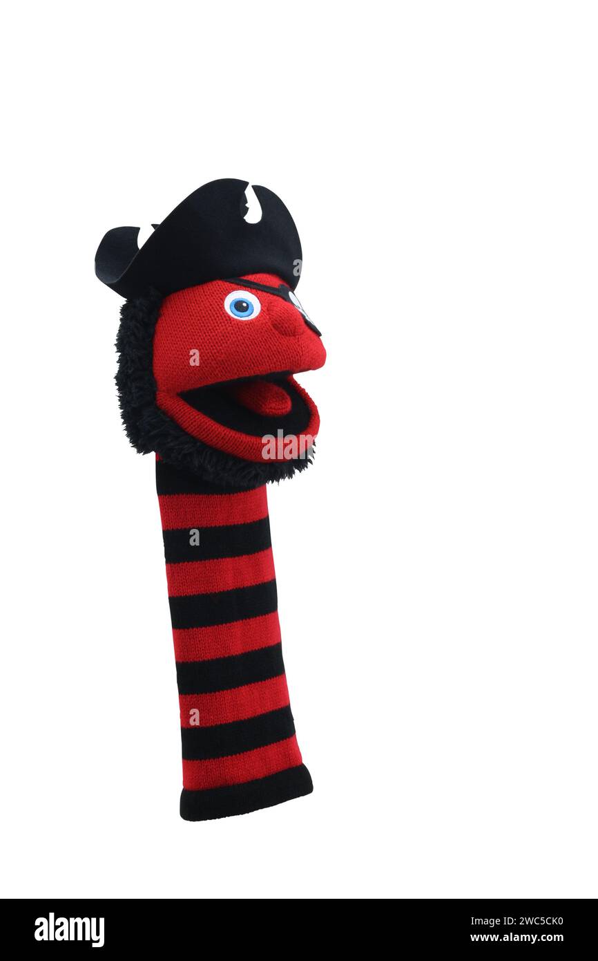 little funny sock puppet isolated on white background. hand theater ...