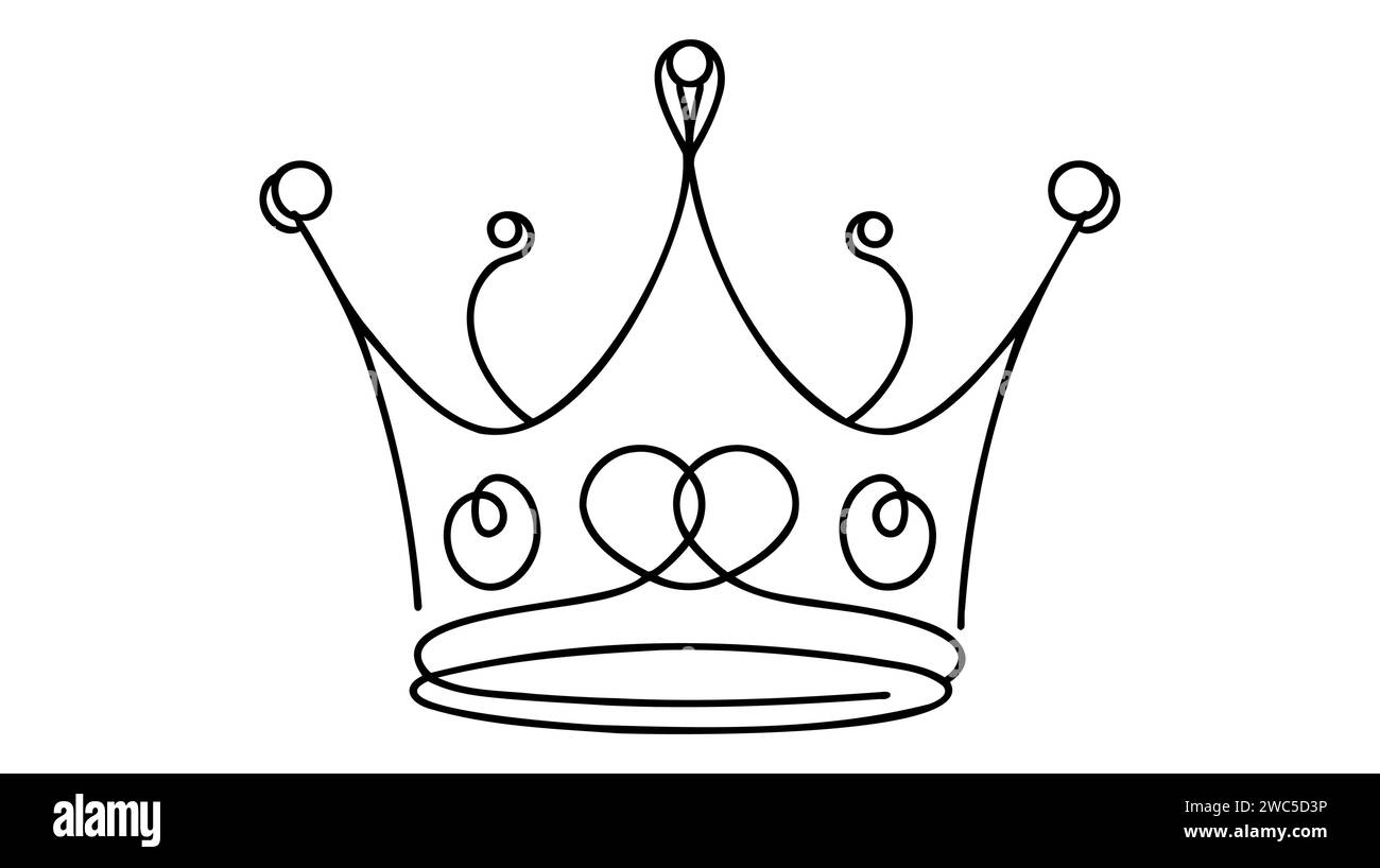 Continuous one line drawing of royal crown. Simple king crown line art ...
