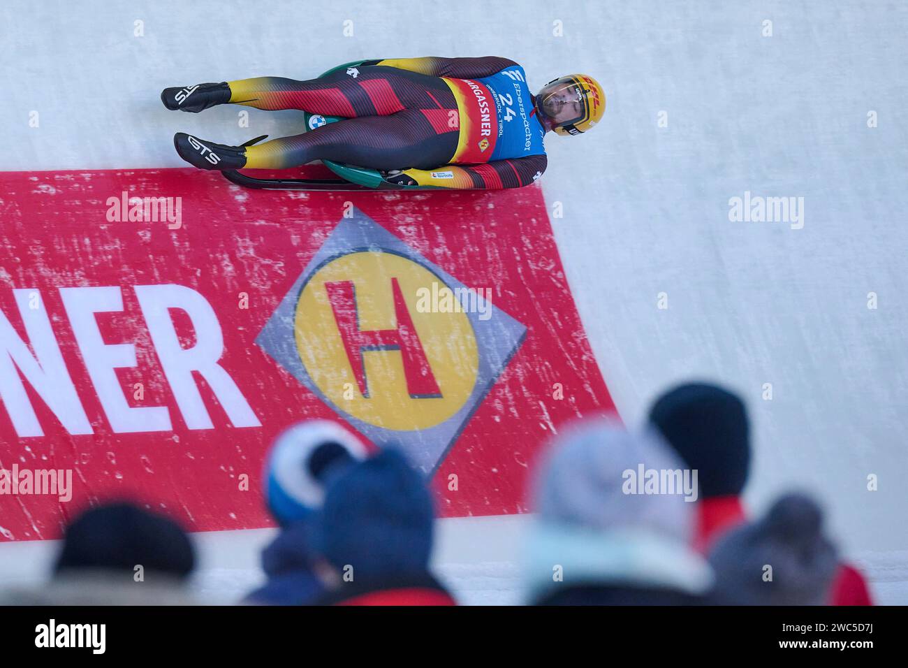 Innsbruck, Österreich 13.- 14. Januar 2024: Eberspächer Rennrodel ...