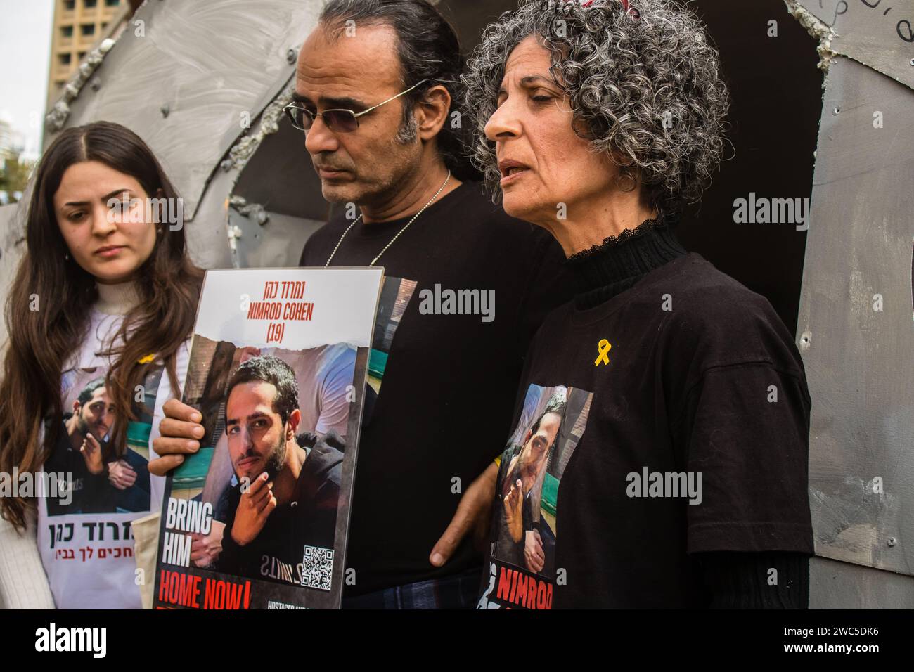 Tel Aviv, Israel - January 13, 2024 Interview with families of the ...