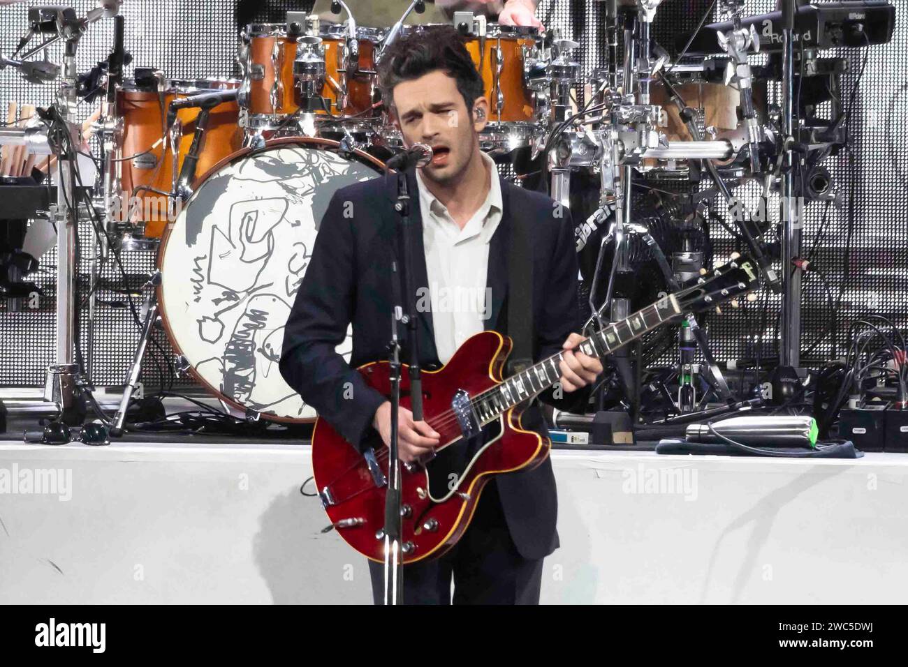 Anaheim, USA. 13th Jan, 2024. Matty Healy of The 1975 performs onstage ...