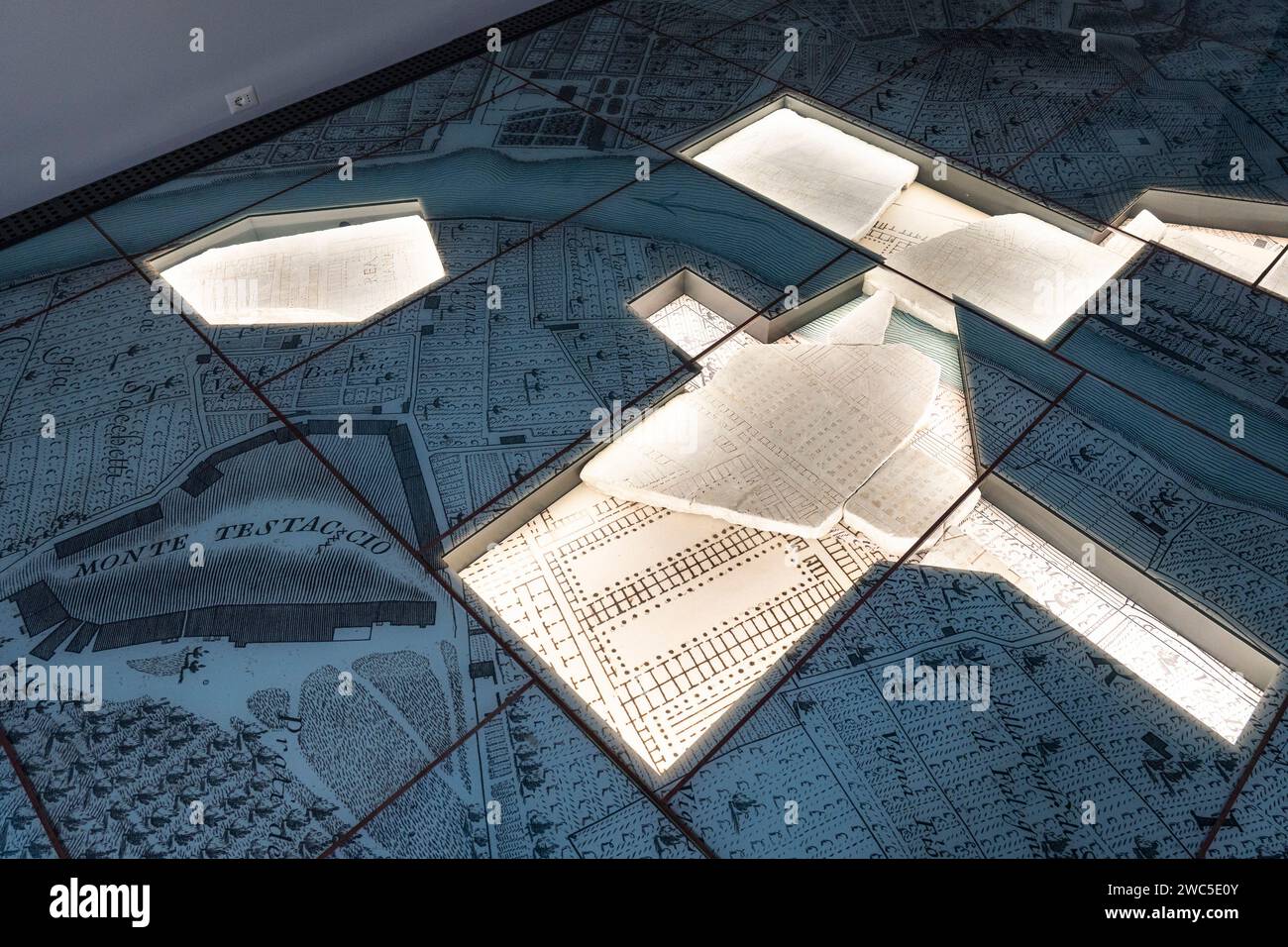 Rome, Italy. 11th Jan, 2024. View of details of the original marble map ...