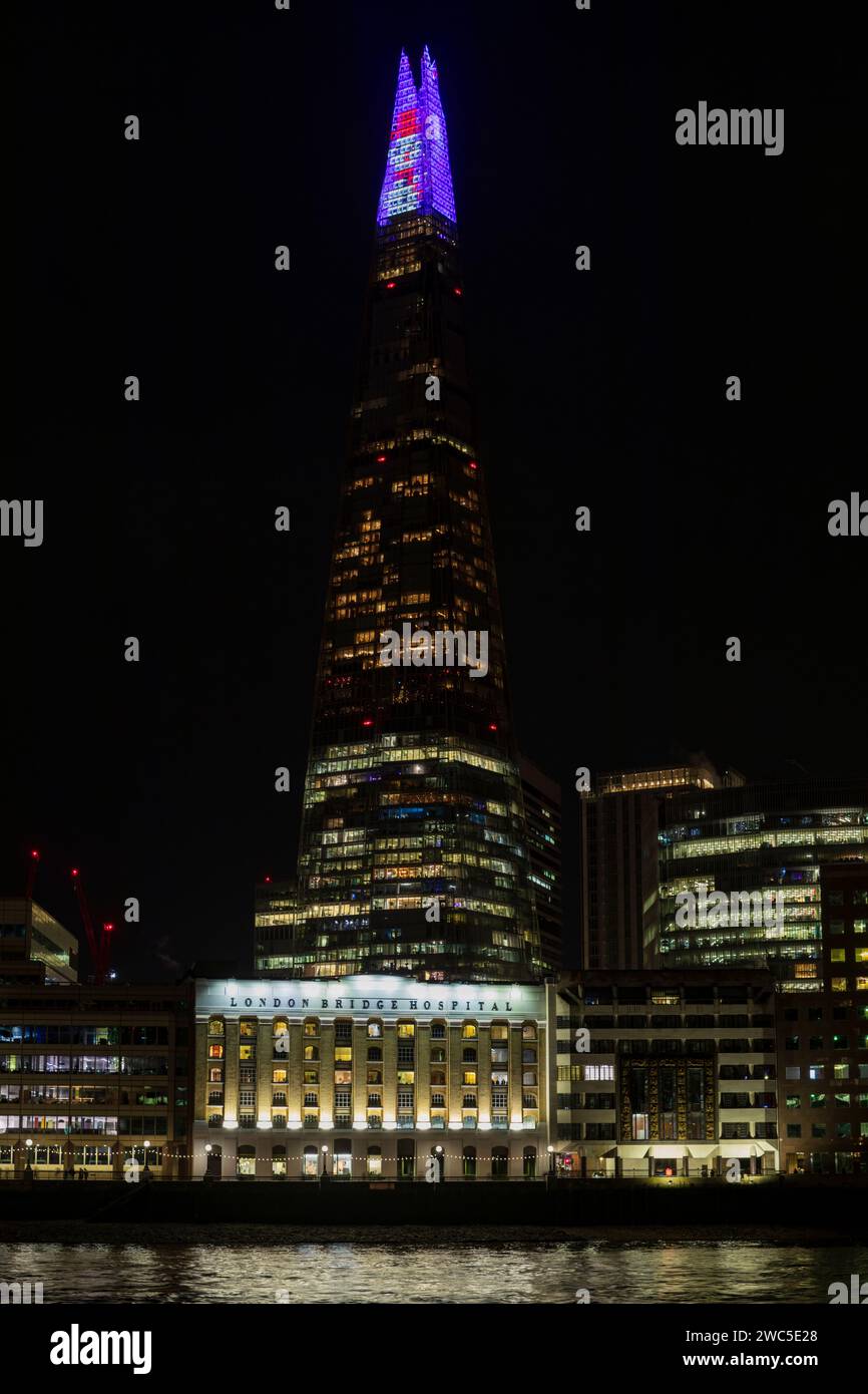 Snowman illumination on The Shard, London, England. This was part of ...