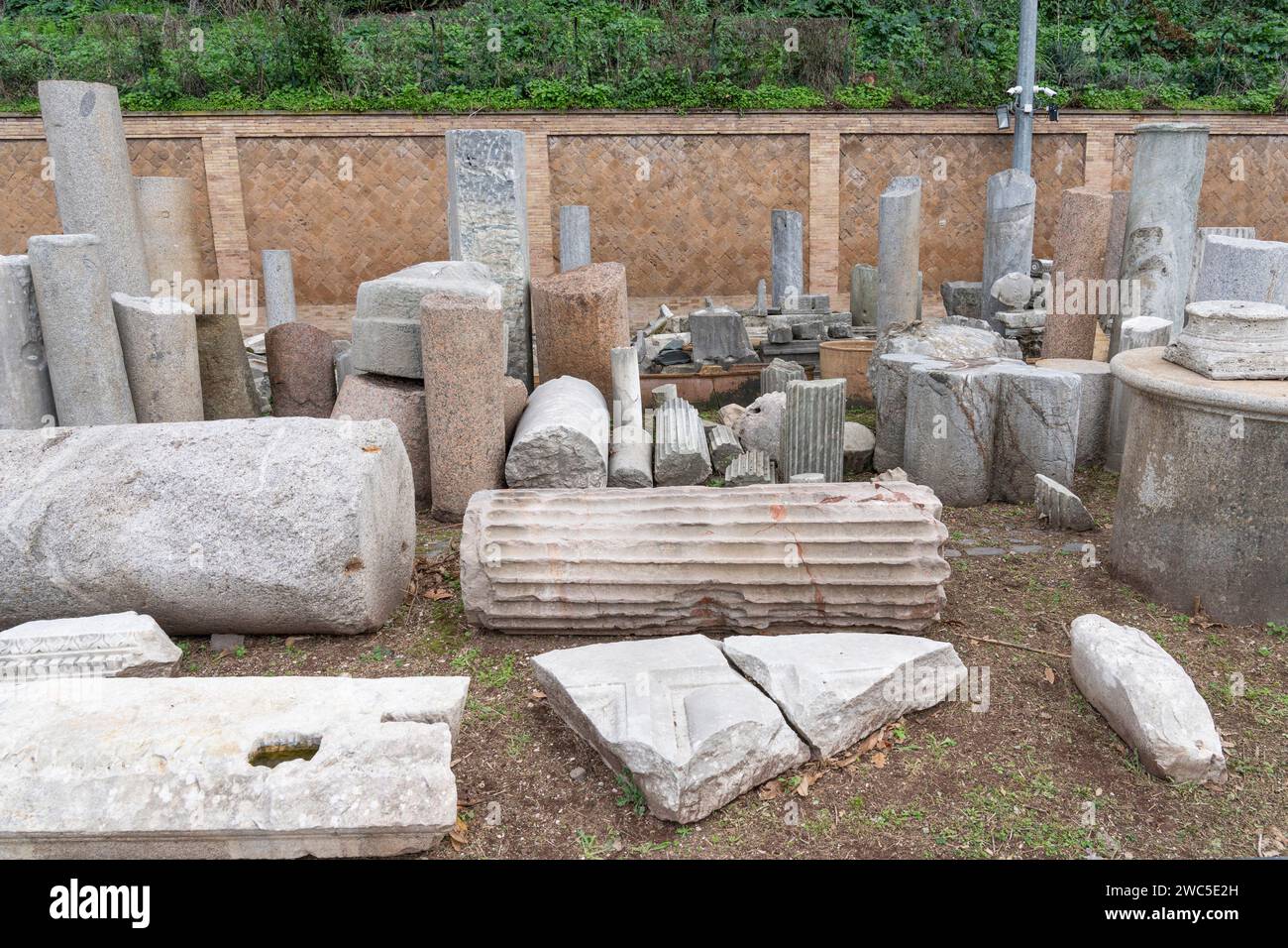Rome, Italy. 11th Jan, 2024. Carved marble blocks from the Ancient Rome ...