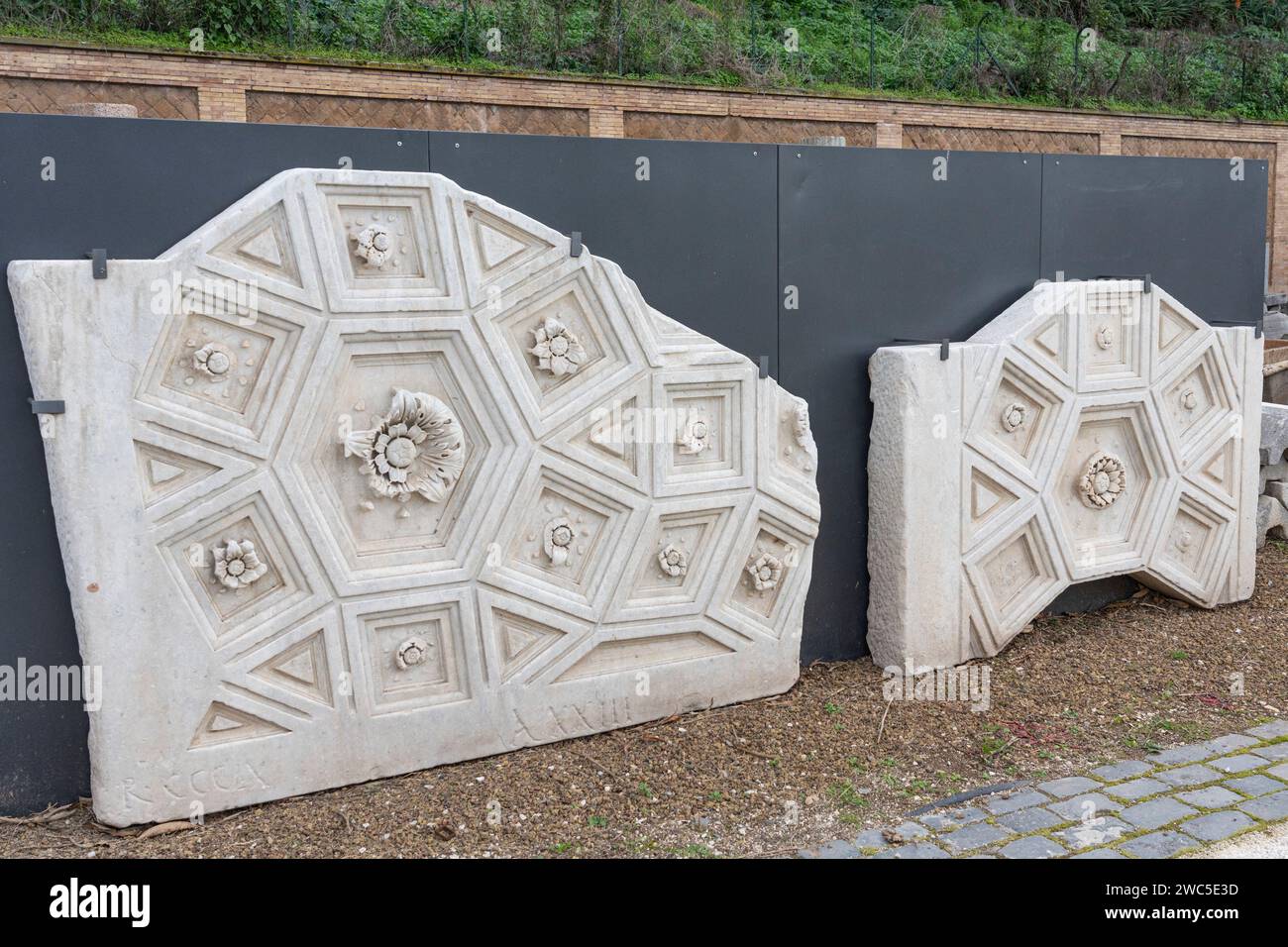 Rome, Italy. 11th Jan, 2024. Carved marble blocks from the Ancient Rome ...
