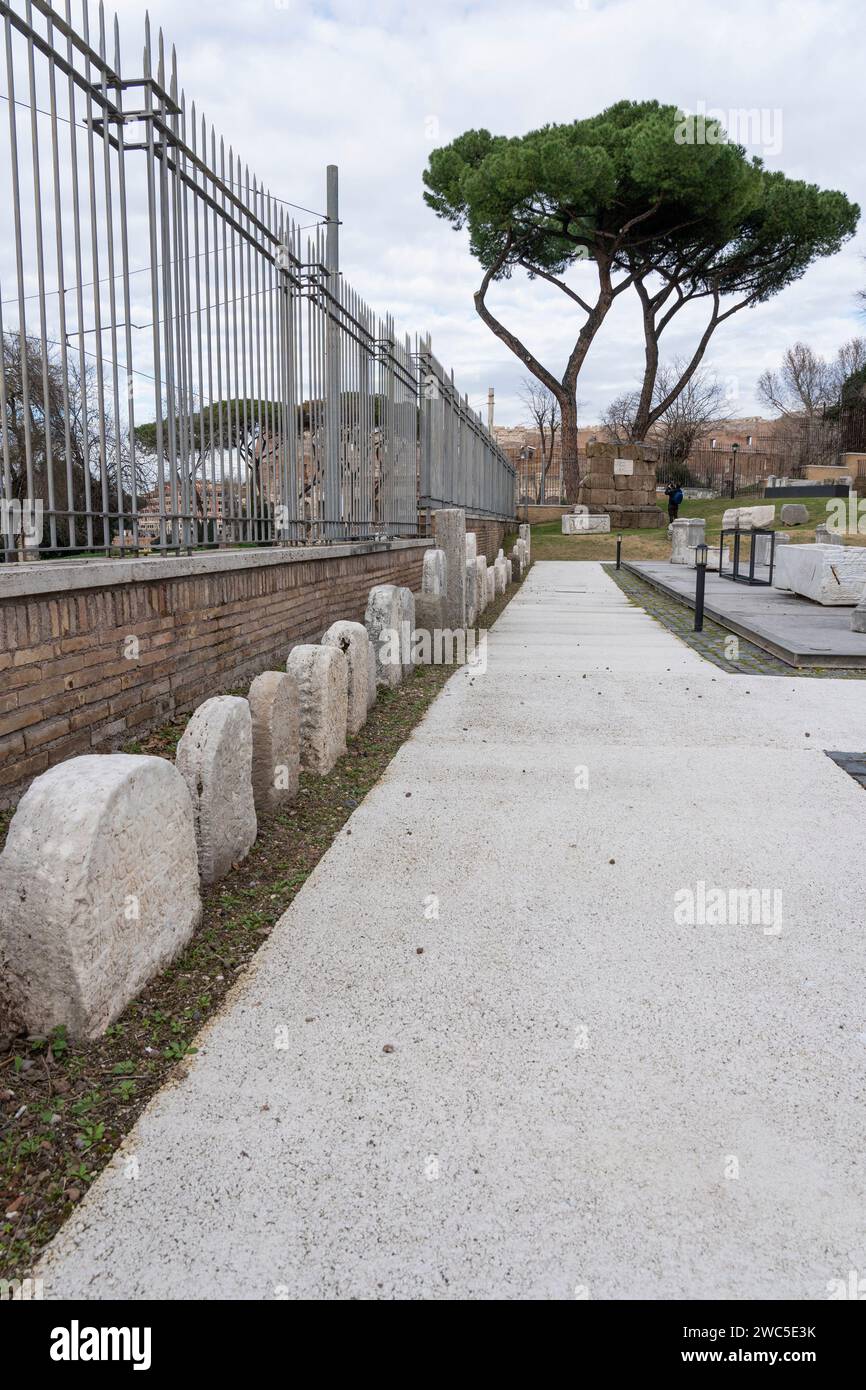 Rome, Italy. 11th Jan, 2024. Carved marble blocks from the Ancient Rome ...