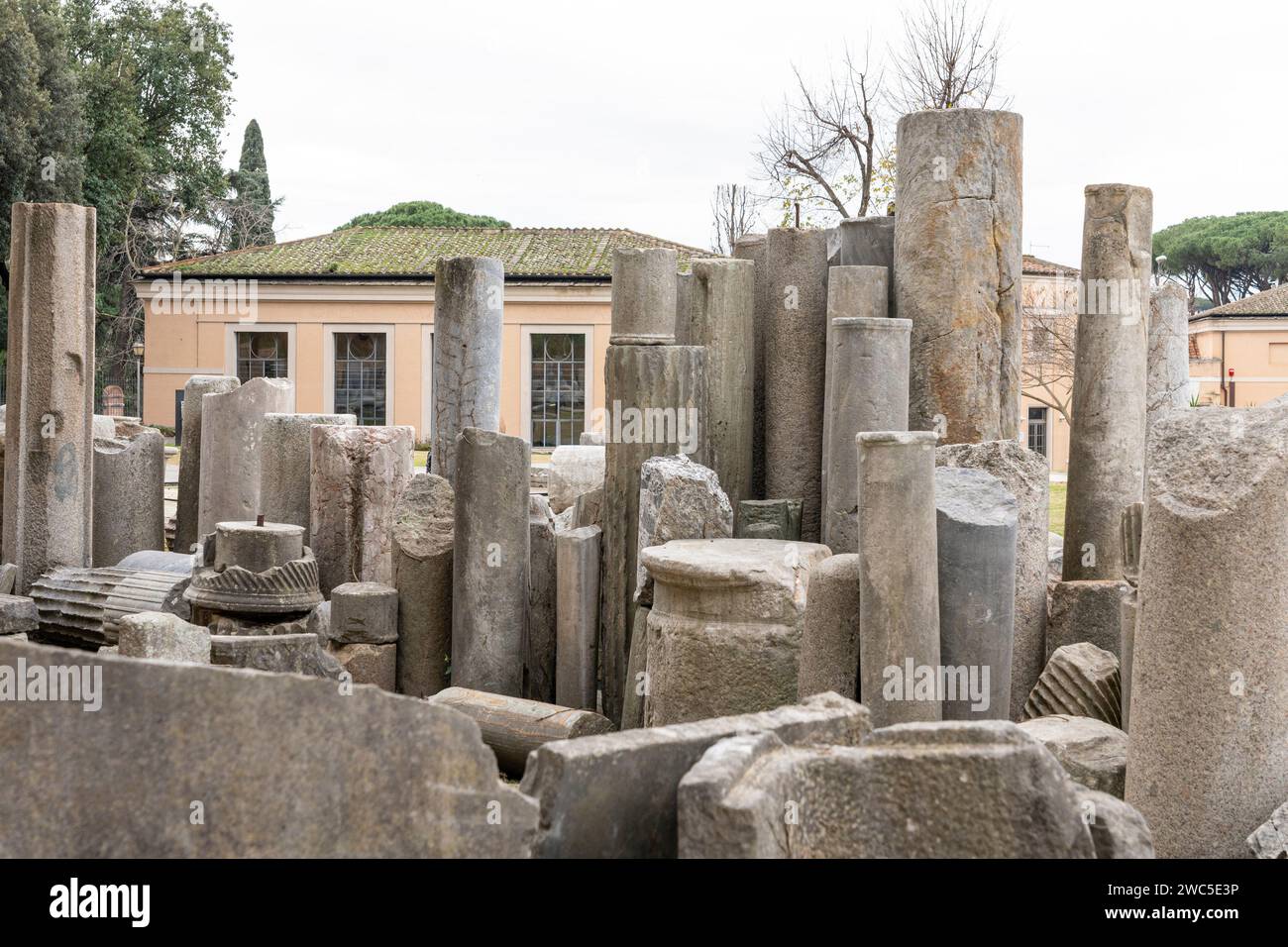 Rome, Italy. 11th Jan, 2024. Carved marble blocks from the Ancient Rome ...