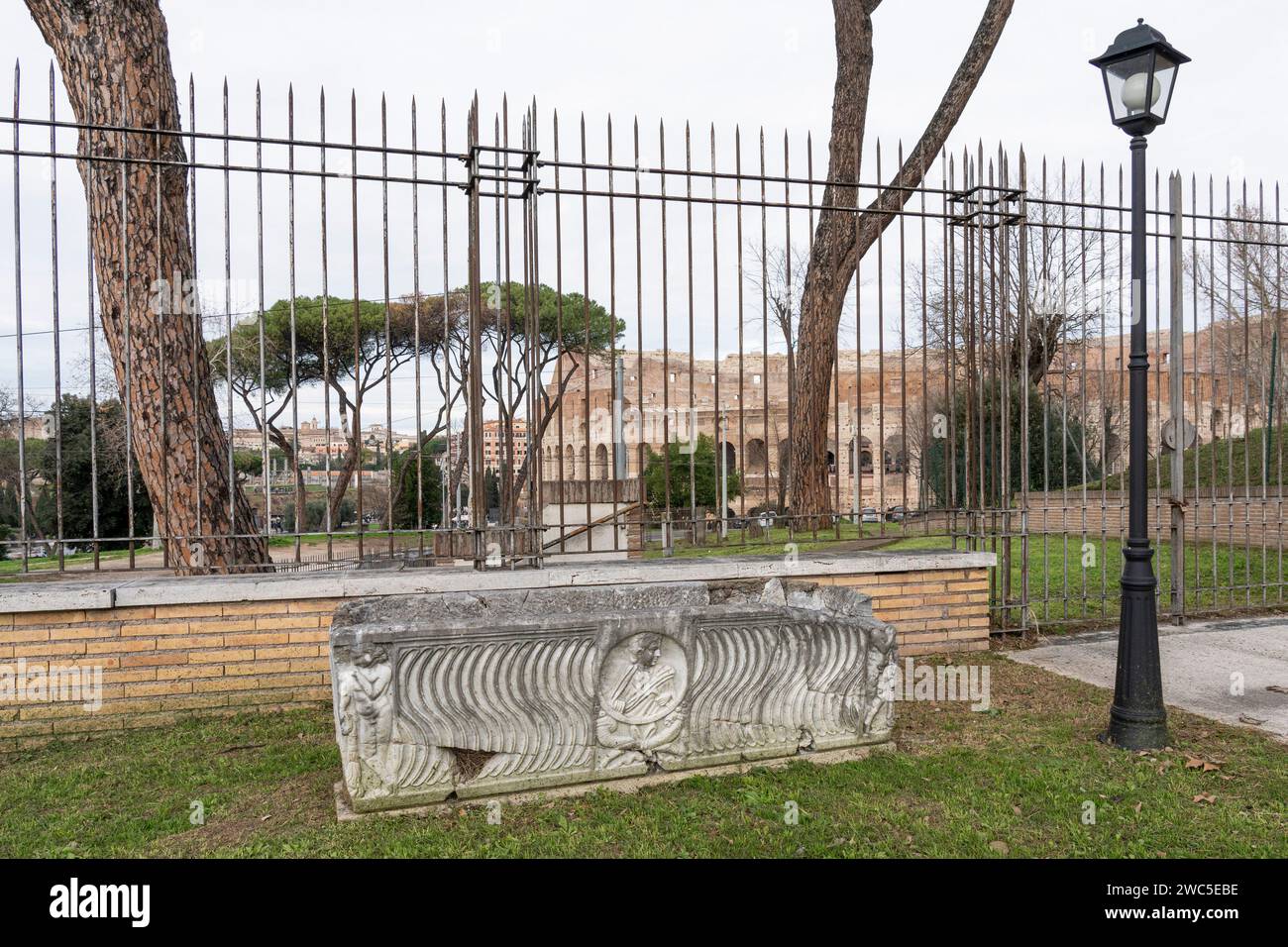 Carved marble blocks from the Ancient Rome are lined up during the ...