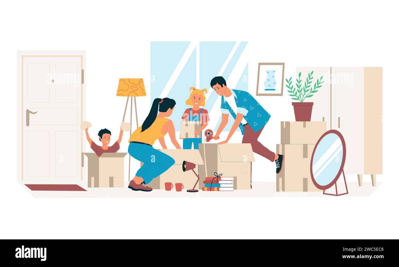 Parents happy child is leaving Stock Vector Images - Alamy