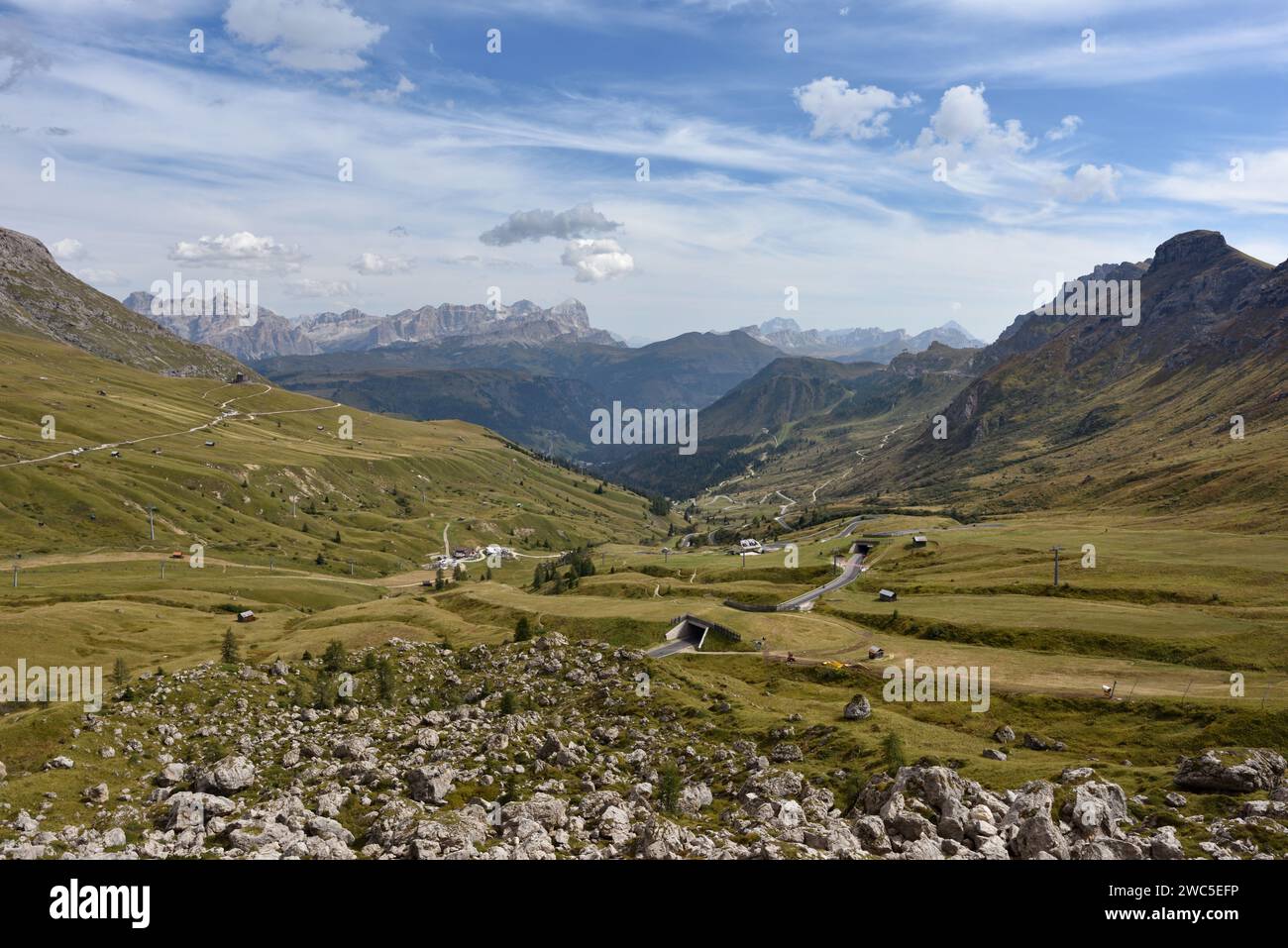 Hiking in the Col Rodella range of the Dolomite Mountains, Italy Stock ...