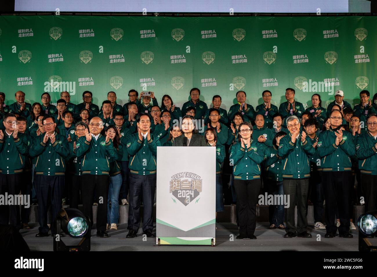 Taiwan president Tsai Ing-wen was delivering a speech at the rally in ...