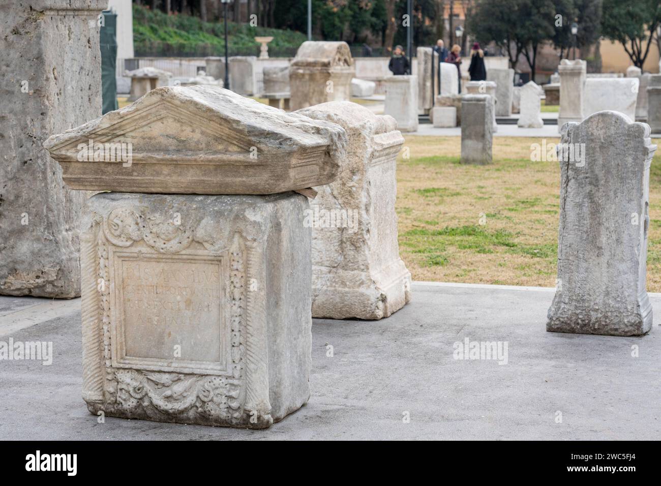 Rome, Italy. 11th Jan, 2024. Carved marble blocks from the Ancient Rome ...