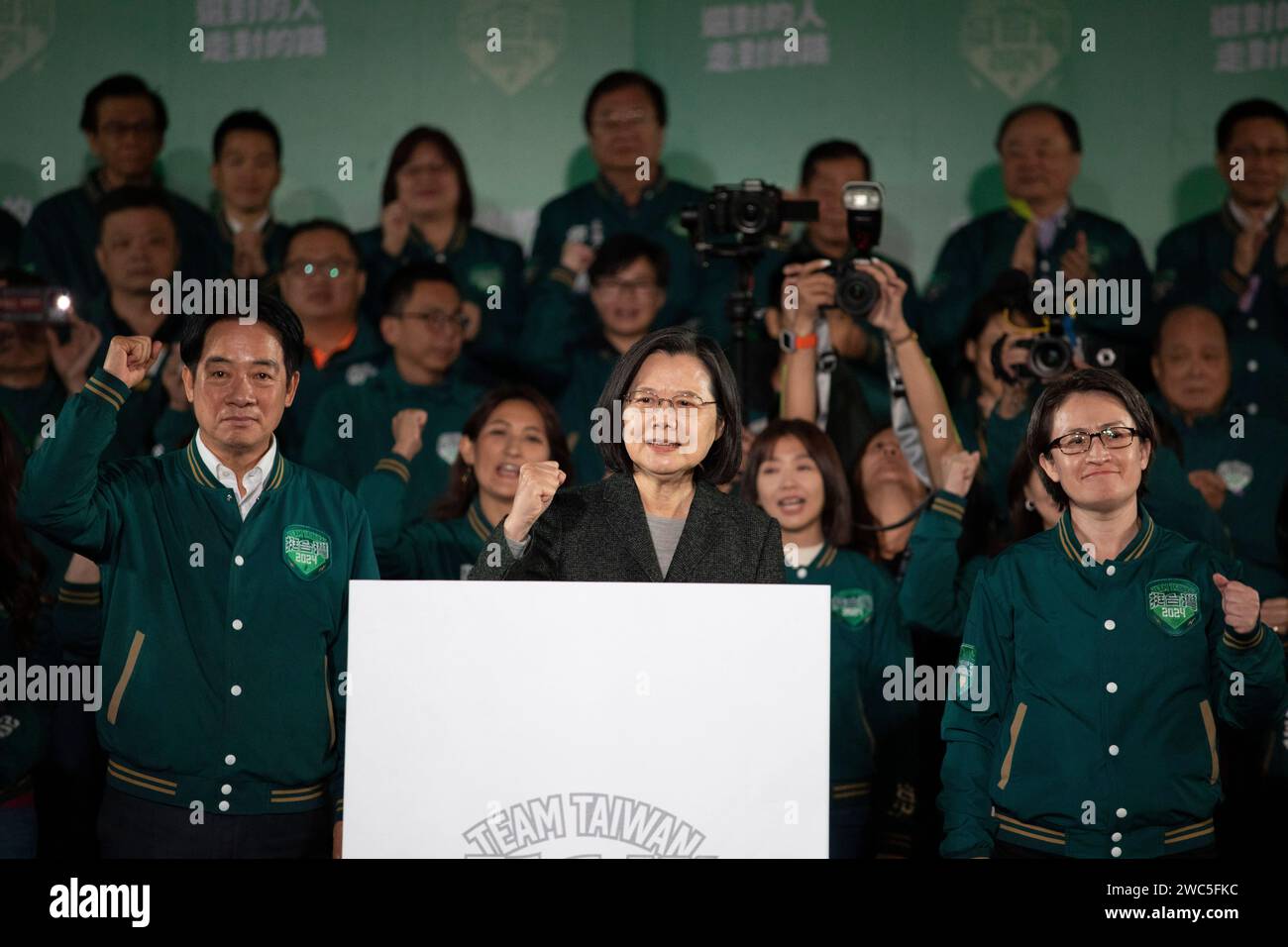 Taiwan president Tsai Ing-wen was giving the speech on the stage at the ...
