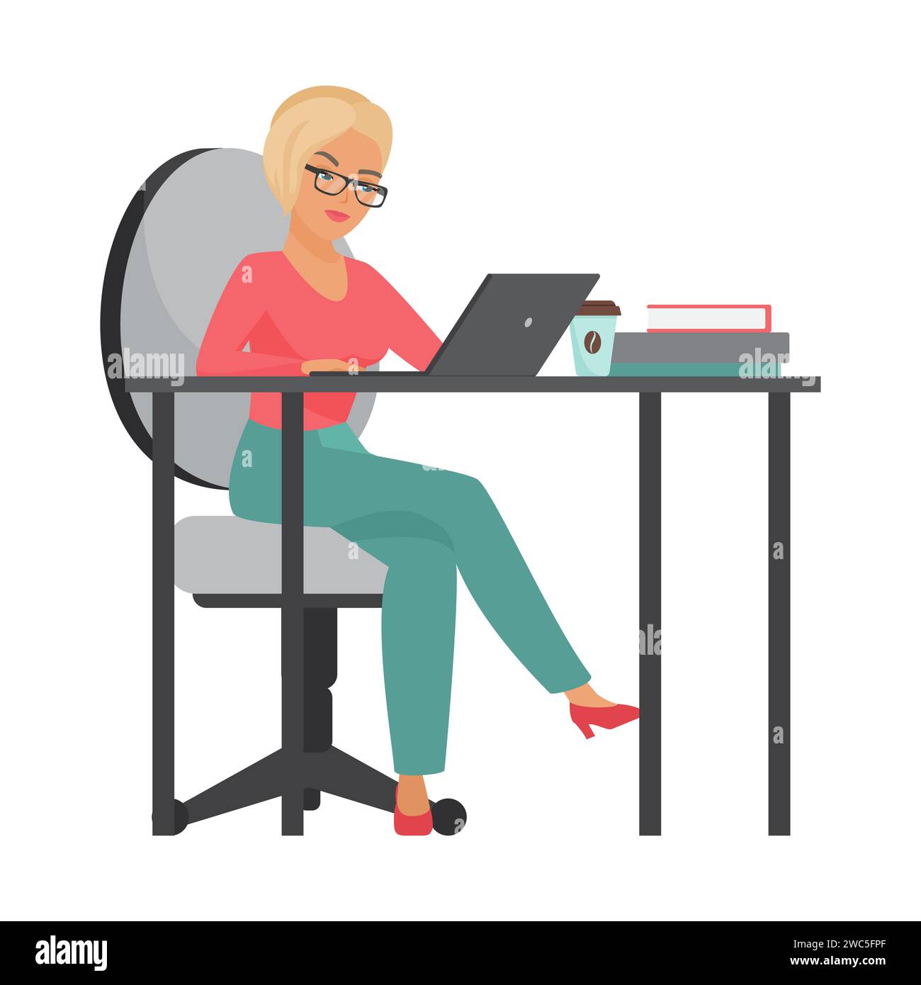 Cartoon doctor computer desk Cut Out Stock Images & Pictures - Alamy