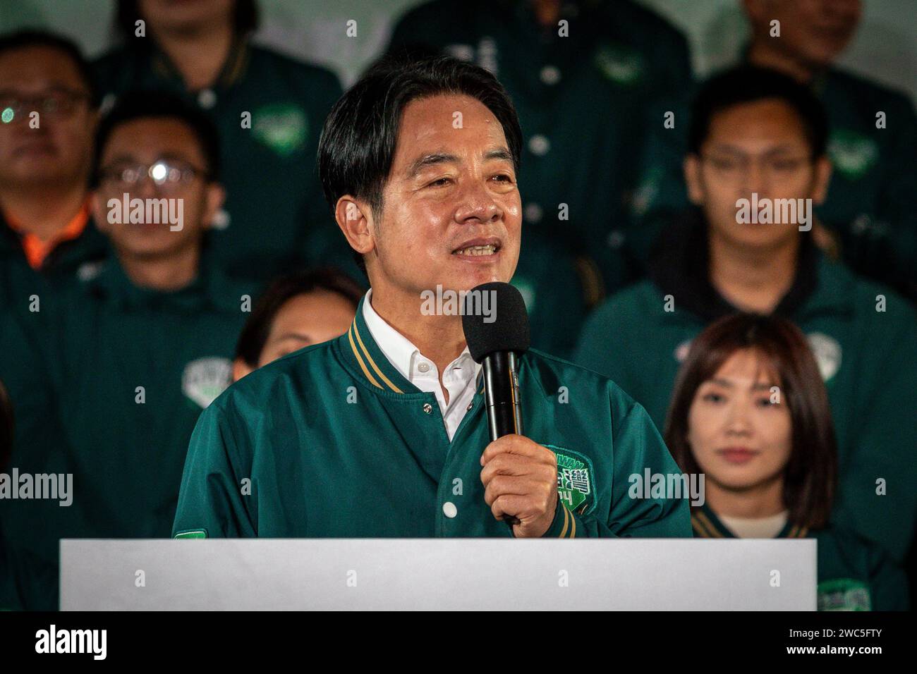 Newly president-elect Lai Ching-te was delivering a speech at the rally ...