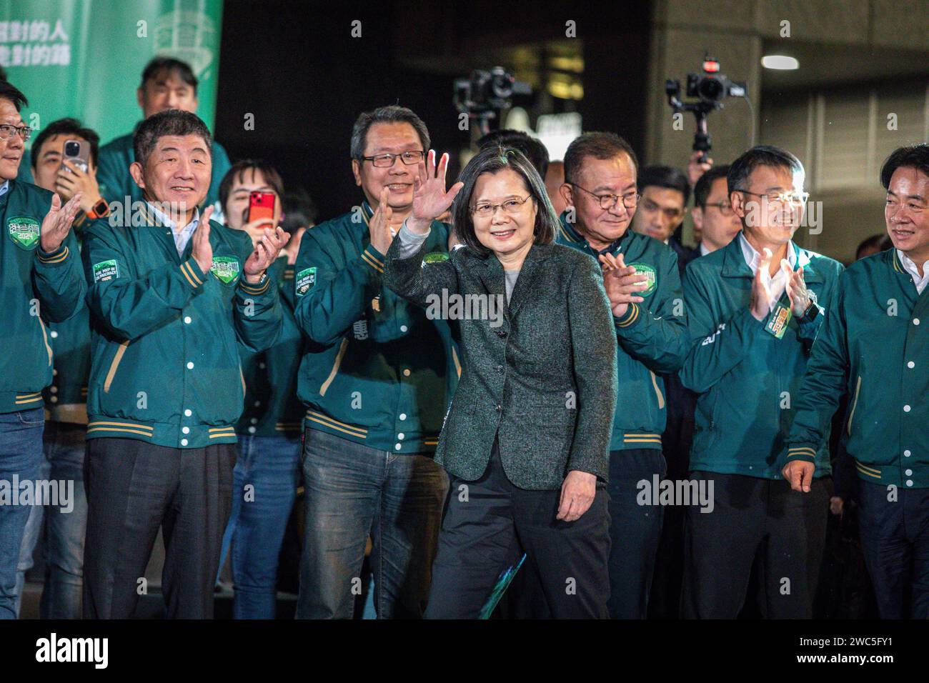 Taiwan president Tsai Ing-wen walked on the stage at the rally in ...