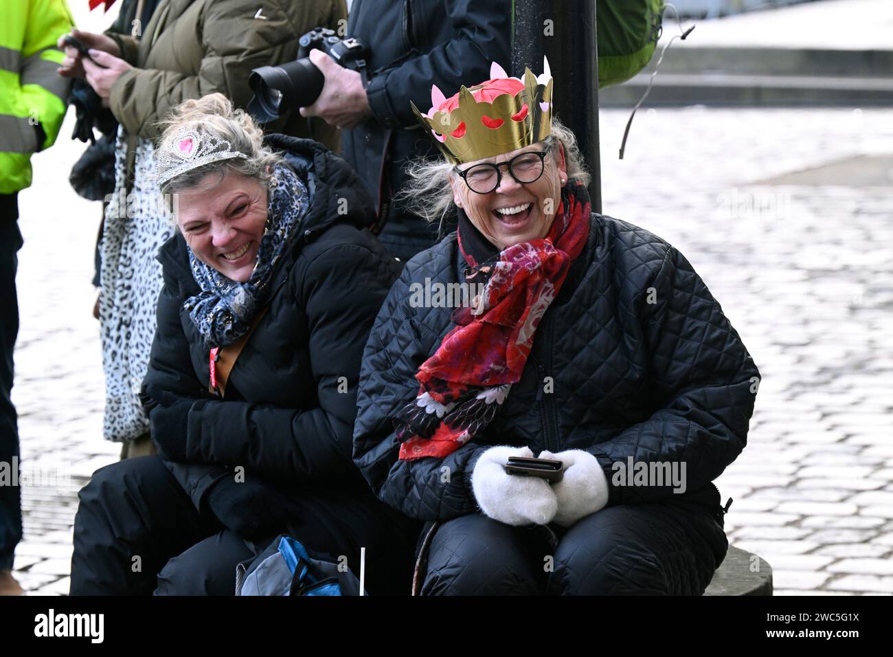 Susanne and Anette from Broendby wait for the royal procession at ...