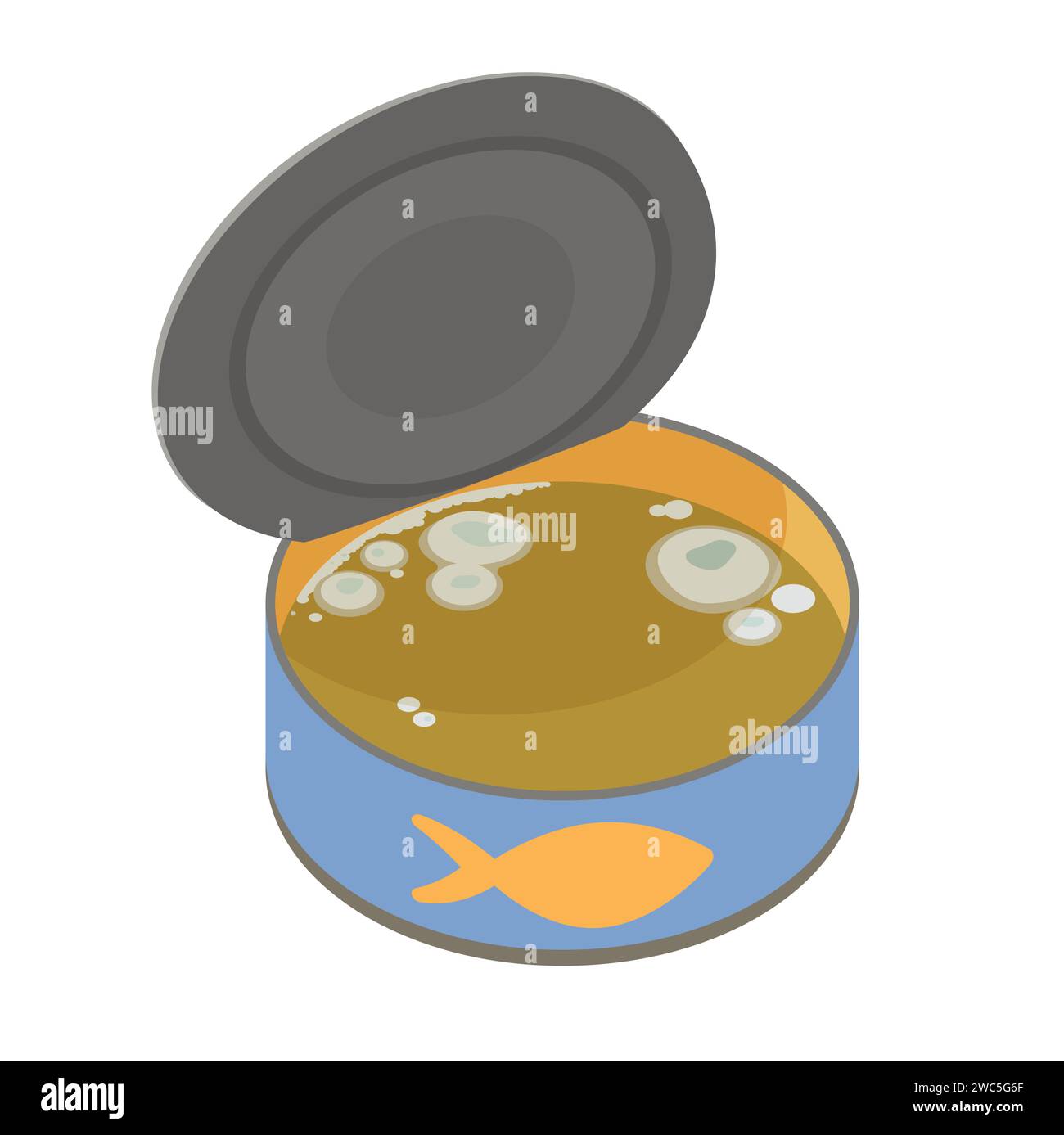 Spoiled fish can. Rotten food product, organic food waste cartoon ...