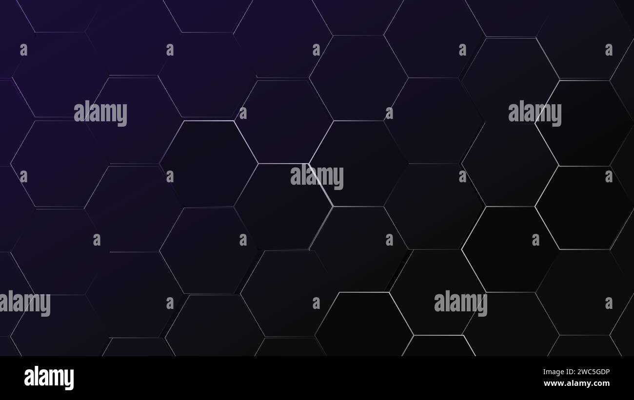 Abstract Futuristic Hexagons On A Dark Blue Background For Network Connection Computer And