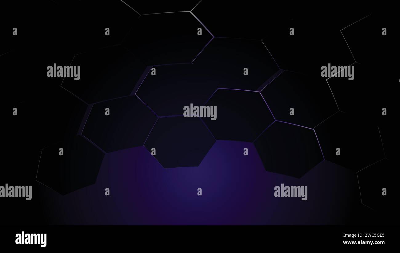 Abstract Futuristic Hexagons On A Dark Blue Background For Network Connection Computer And