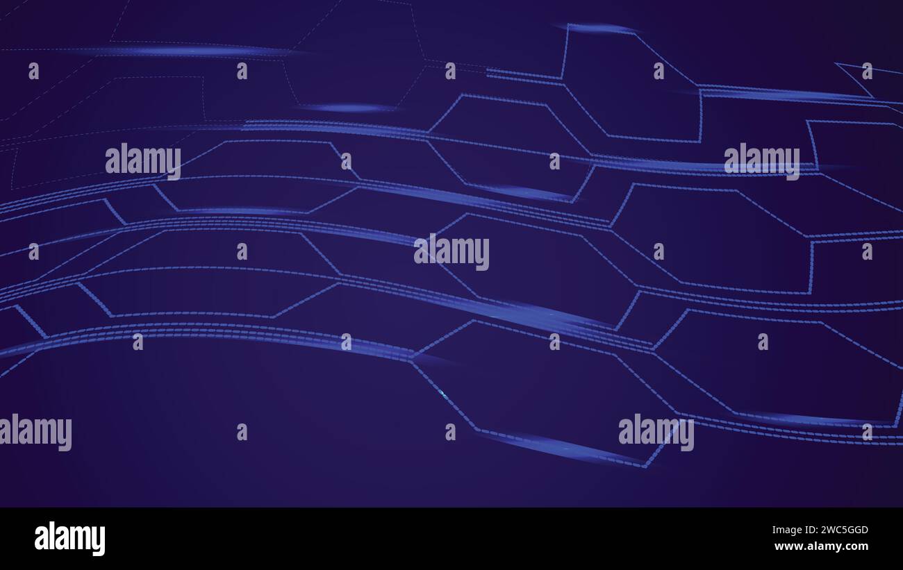 Abstract Futuristic Hexagons On A Dark Blue Background For Network Connection Computer And
