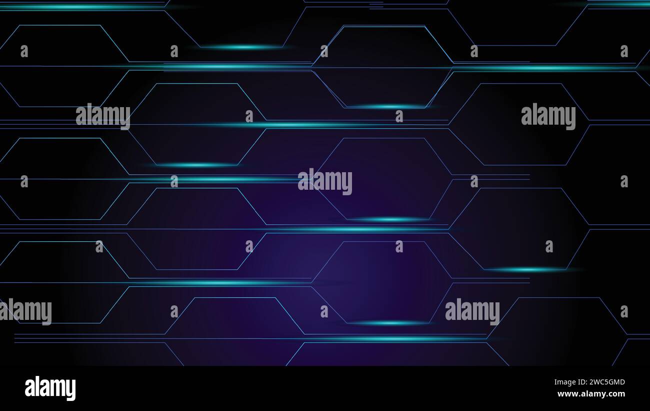 Abstract Futuristic Hexagons On A Dark Blue Background For Network Connection Computer And