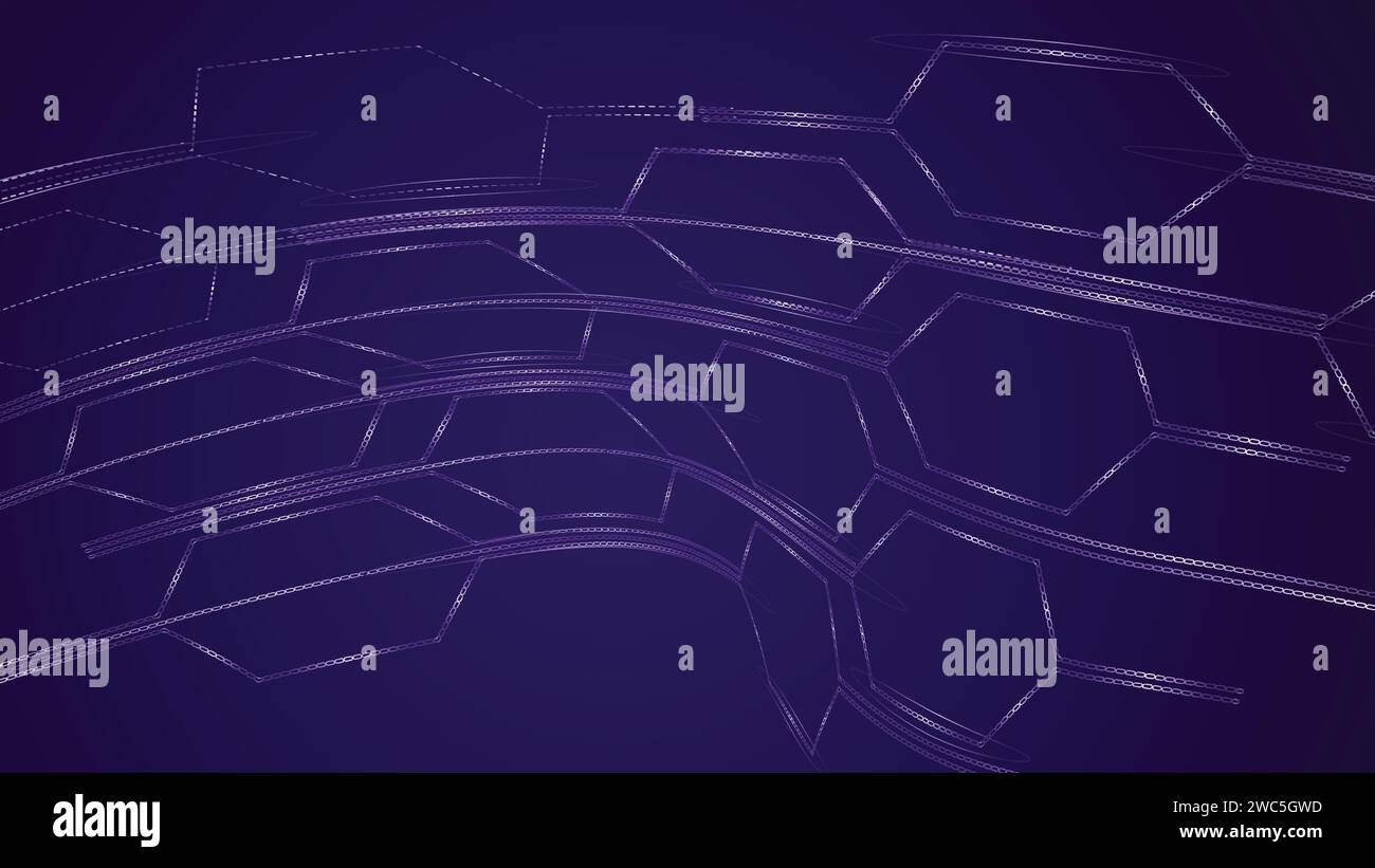 Abstract Futuristic Hexagons On A Dark Blue Background For Network Connection Computer And
