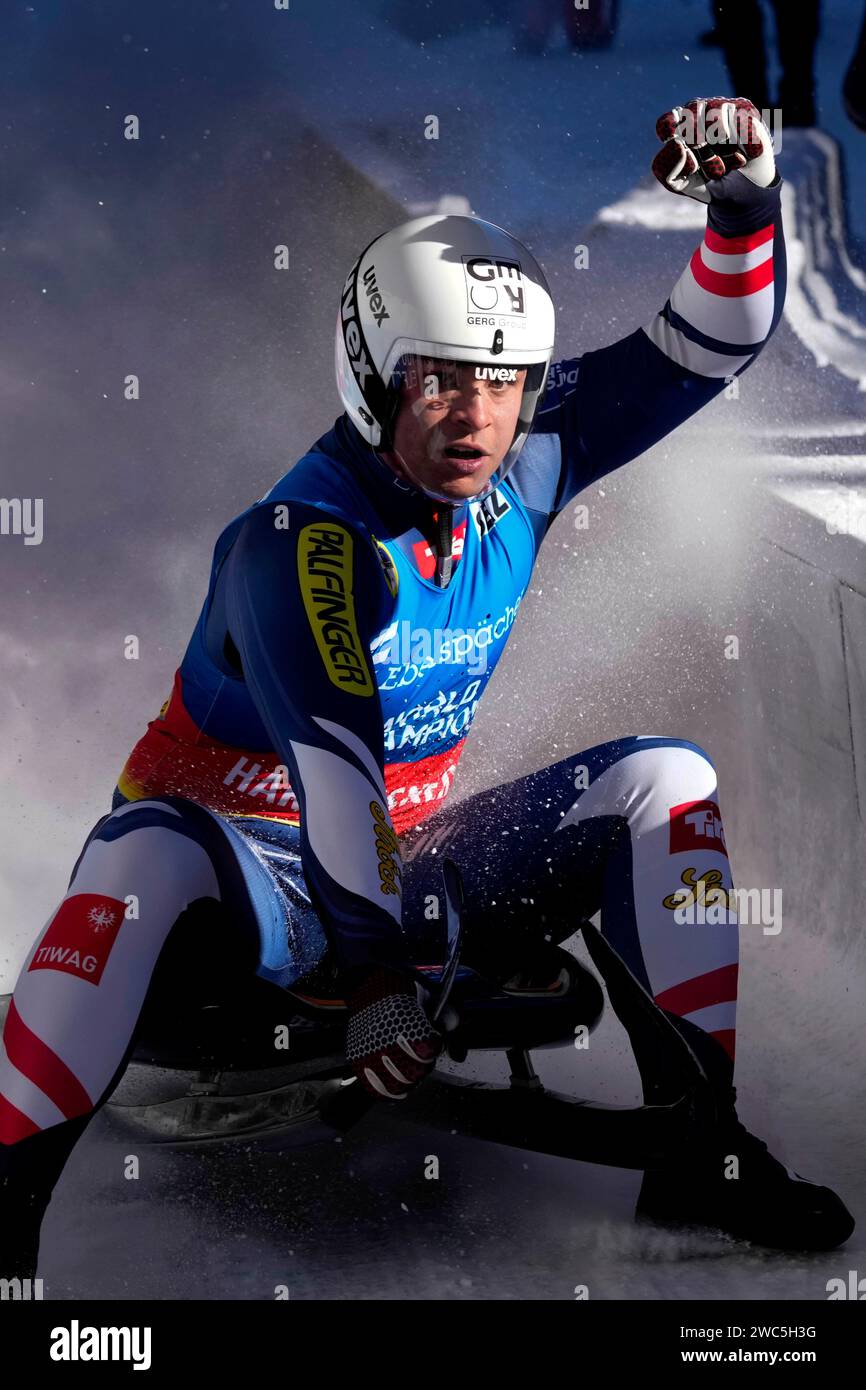 Winner Jonas Mueller of Austria celebrates during the men's sprint race ...