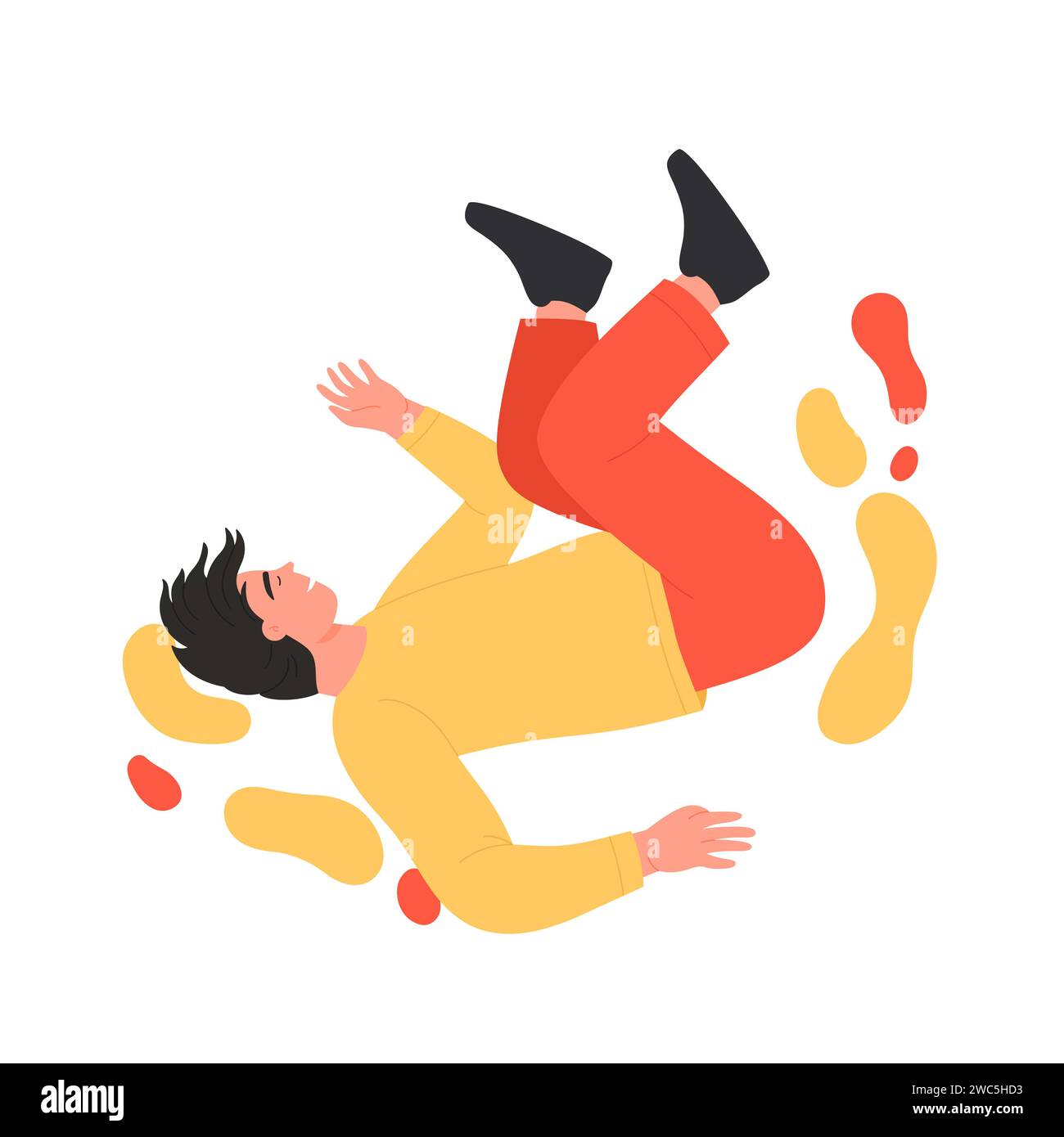 Happy man floating in the air. Flying boy, feeling freedom in the sky ...