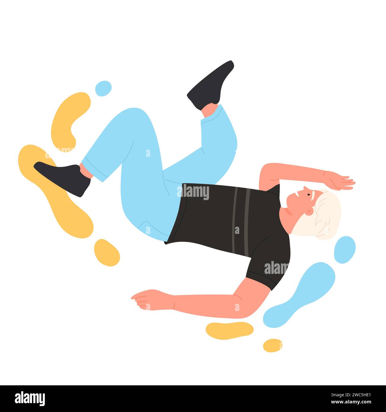 Energetic fantasy falling of man. Floating in the air imagination ...