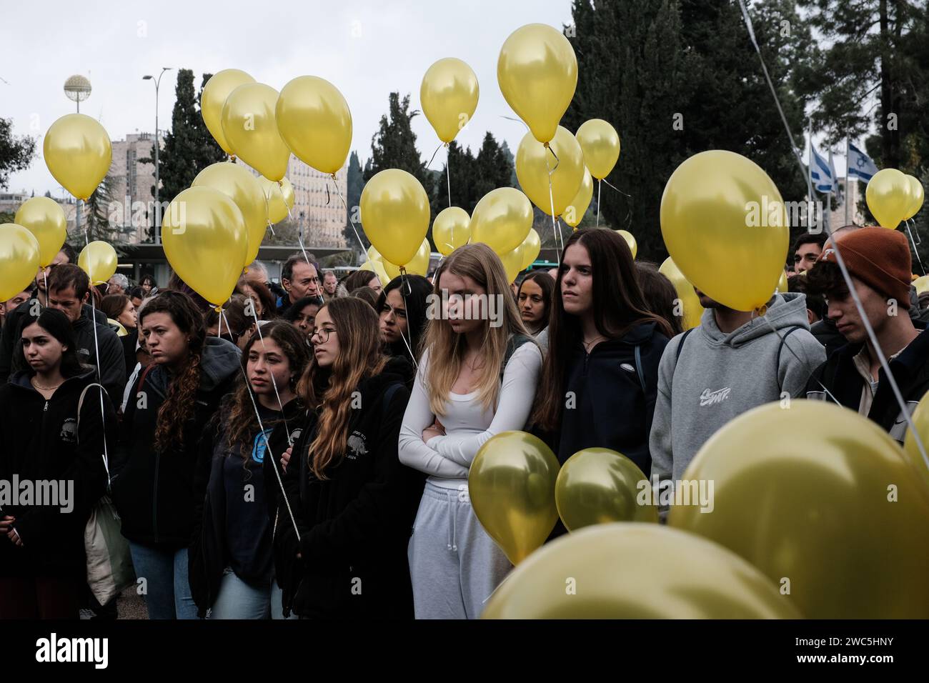 Jerusalem, Israel. 14th Jan, 2024. Hebrew University students at the ...