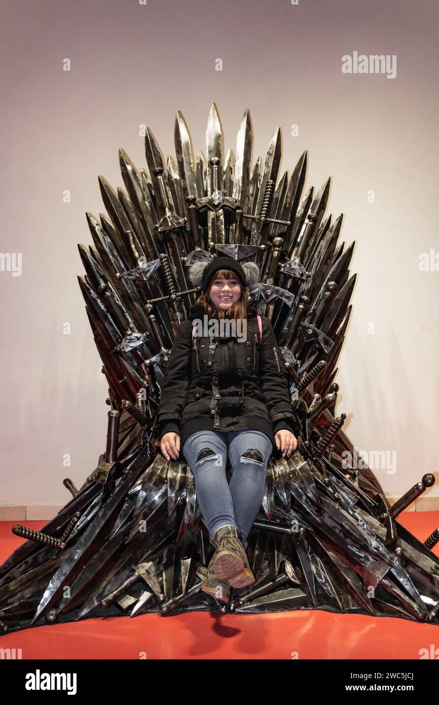 Photo of a metal throne in the Gallery of steel figures in the historic ...