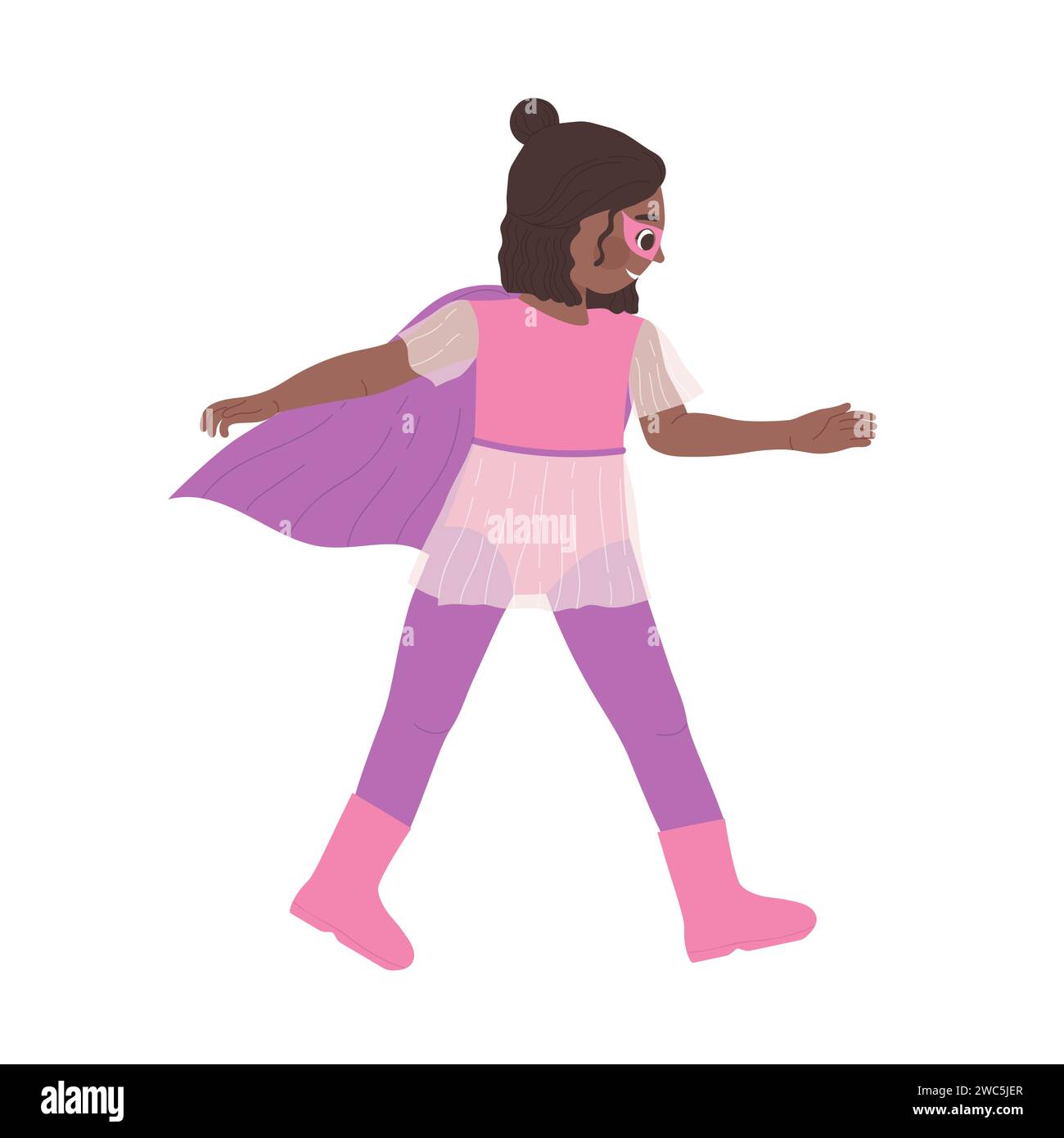 Little girl at superhero party. Colorful carnival clothes for children ...