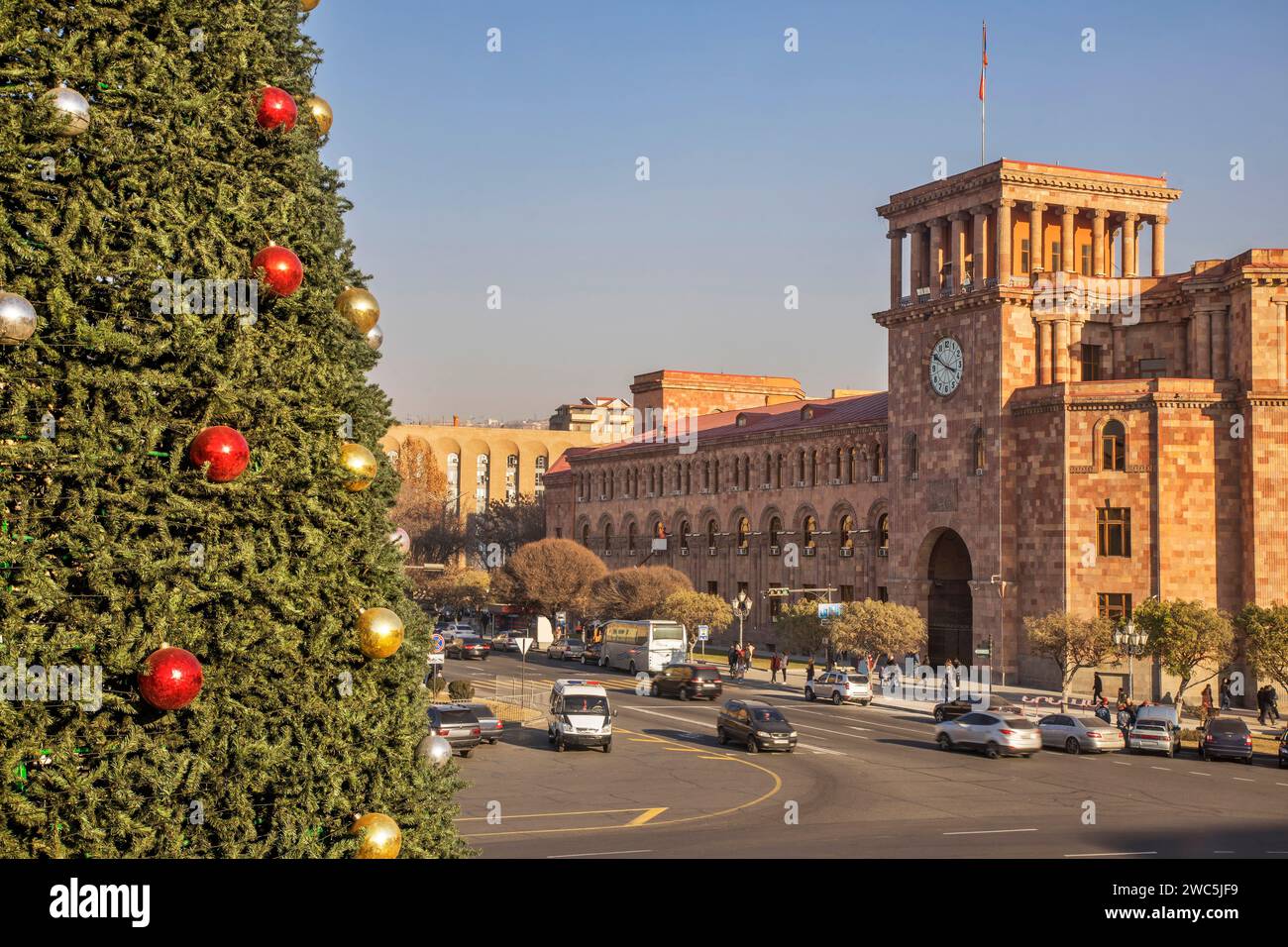 Fir-tree at Republic square in Yerevan. Armenia Stock Photo - Alamy
