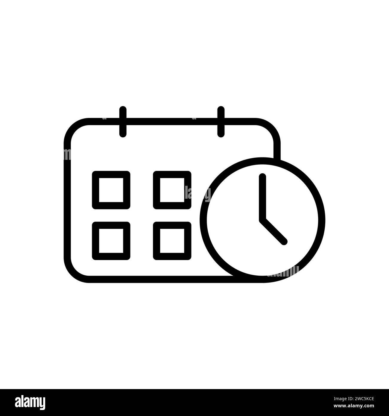 calendar with clock outline vector icon Stock Vector Image & Art - Alamy