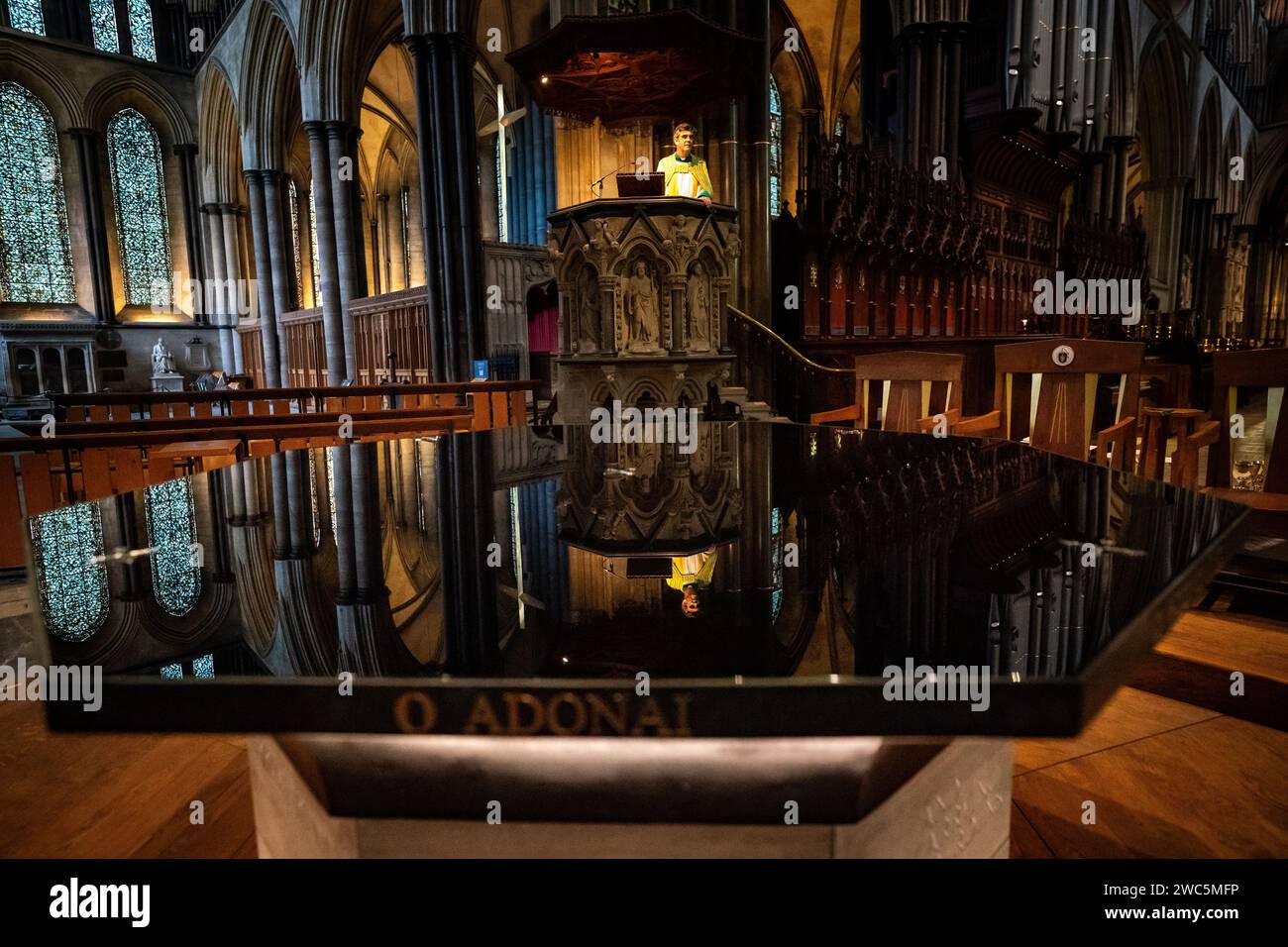 The Very Revd Nicholas Papadopulos, Dean of Salisbury in the pulpit at ...