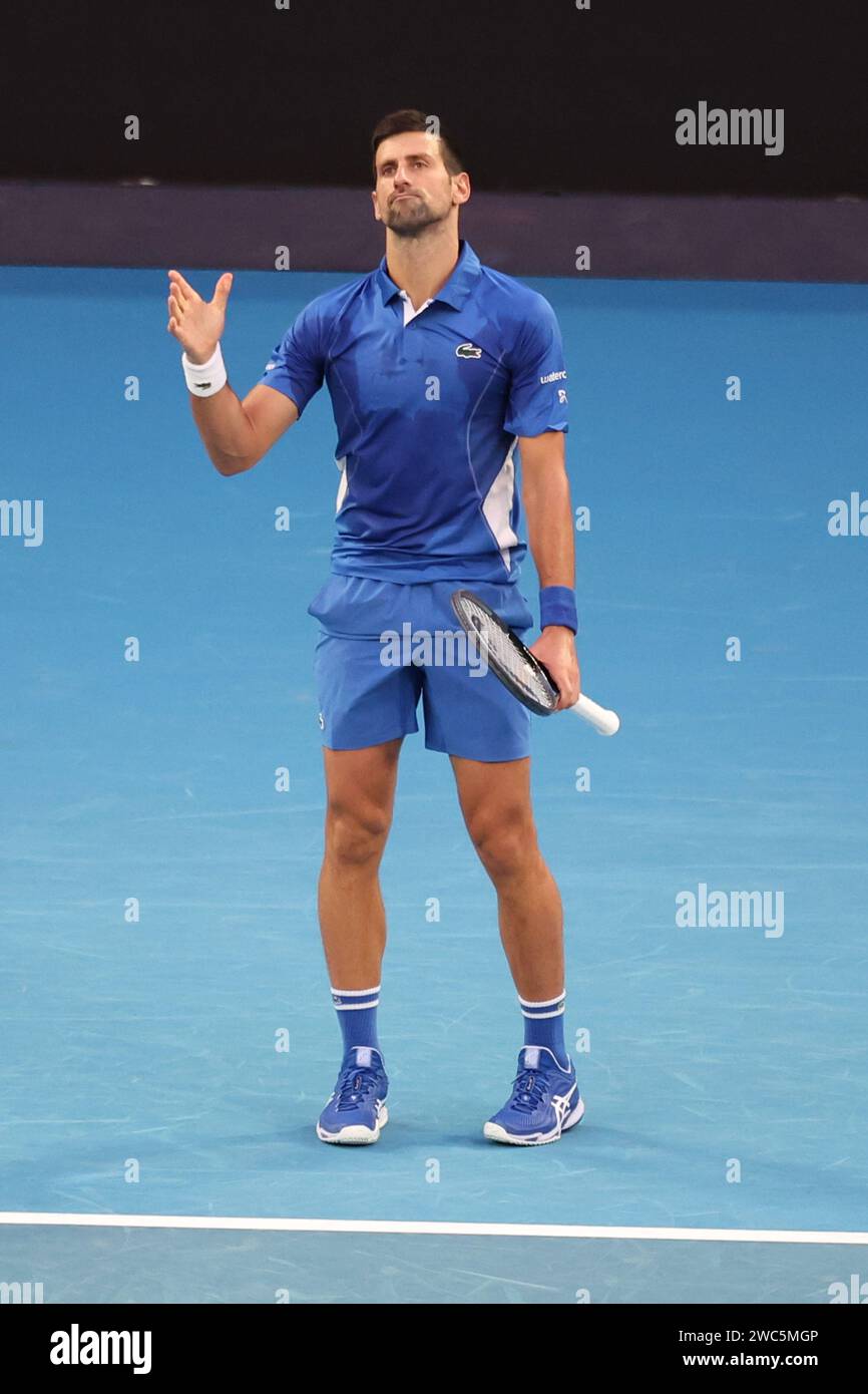 Melbourne, Victoria, Australia. 14th Jan, 2024. Novak Djokovic (SRB) In ...