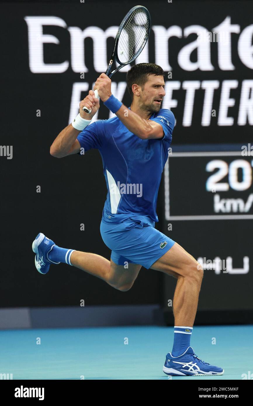 Melbourne, Victoria, Australia. 14th Jan, 2024. Novak Djokovic (SRB) In ...