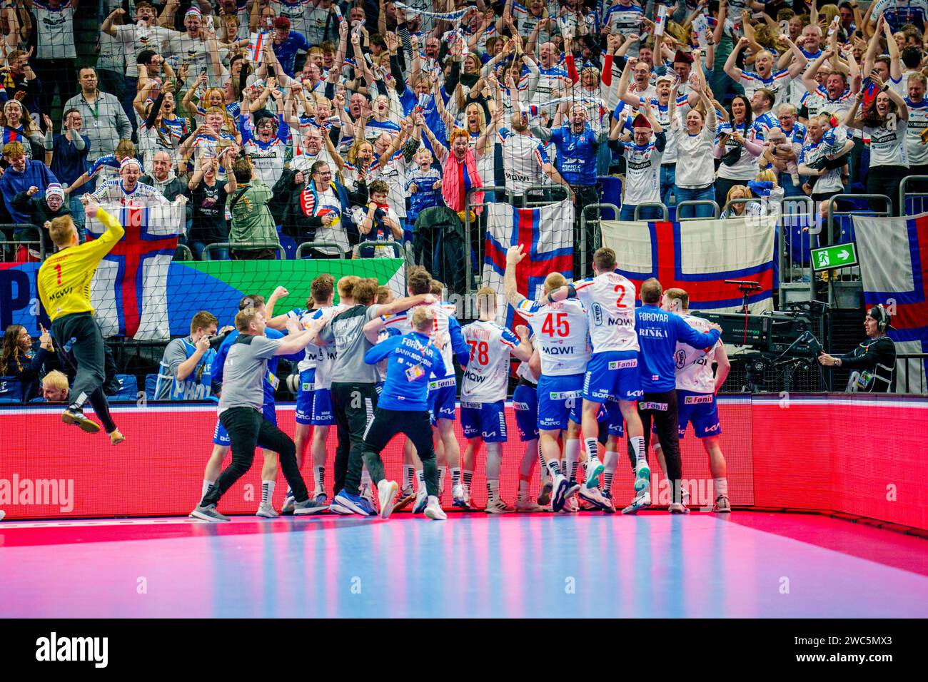 Berlin, Germany 20240113.The Faroe Islands players celebrate after the ...
