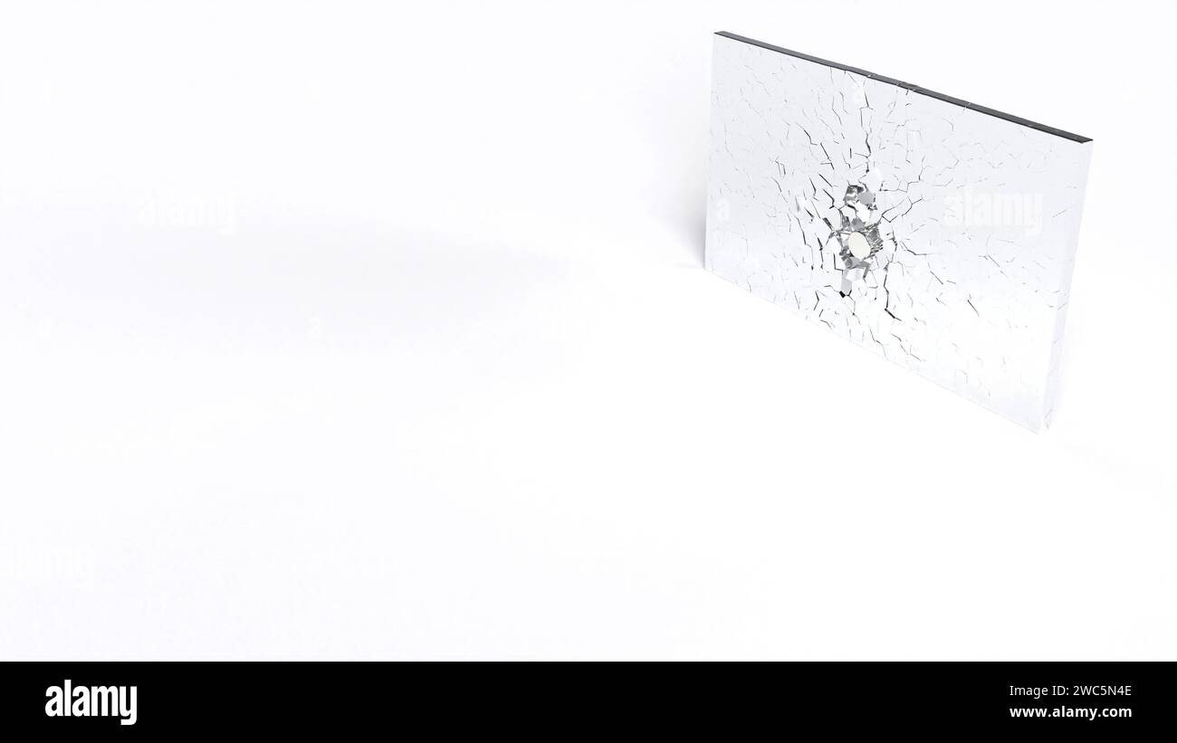 Metal bullet destroys the wall 3d render Stock Photo - Alamy