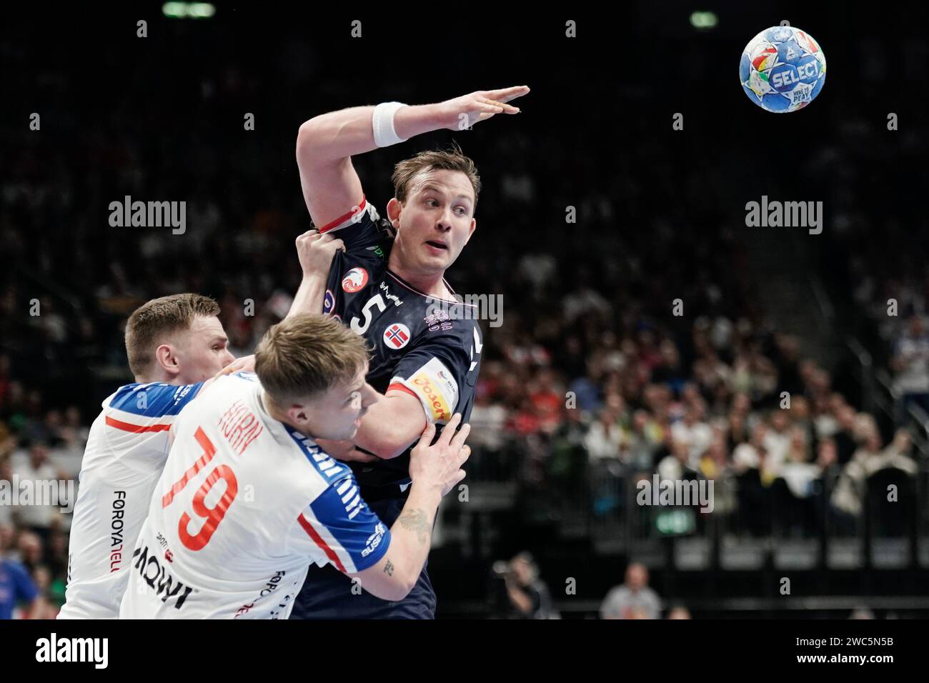 Berlin, Germany 20240113.Norway's Sander Sagosen in a duel with the ...