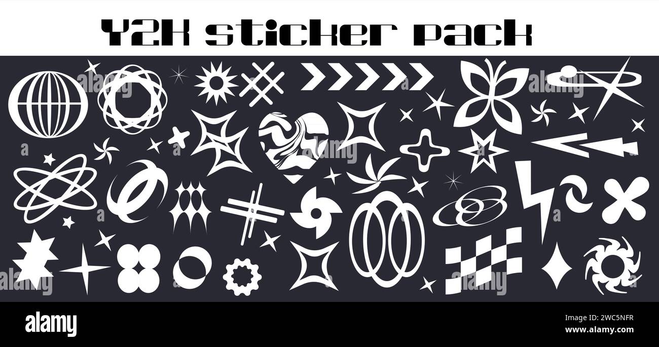 Y2K icon set. Retro futuristic elements for design. Collection of ...