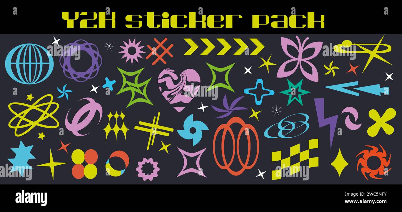 Y2K icon set. Retro futuristic elements for design. Collection of ...