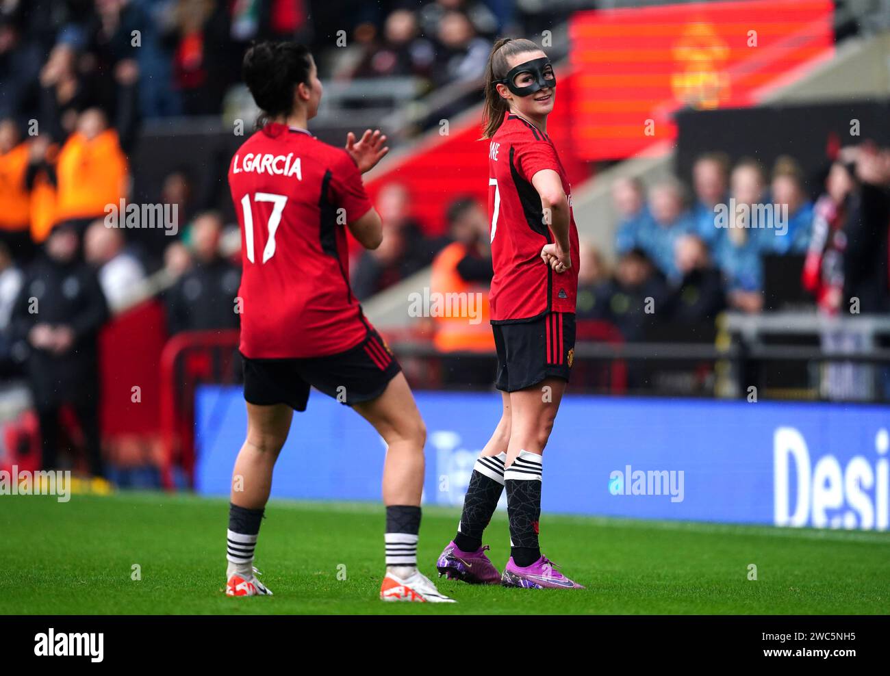 Manchester United's Ella Toone (right) celebrates scoring their side's ...