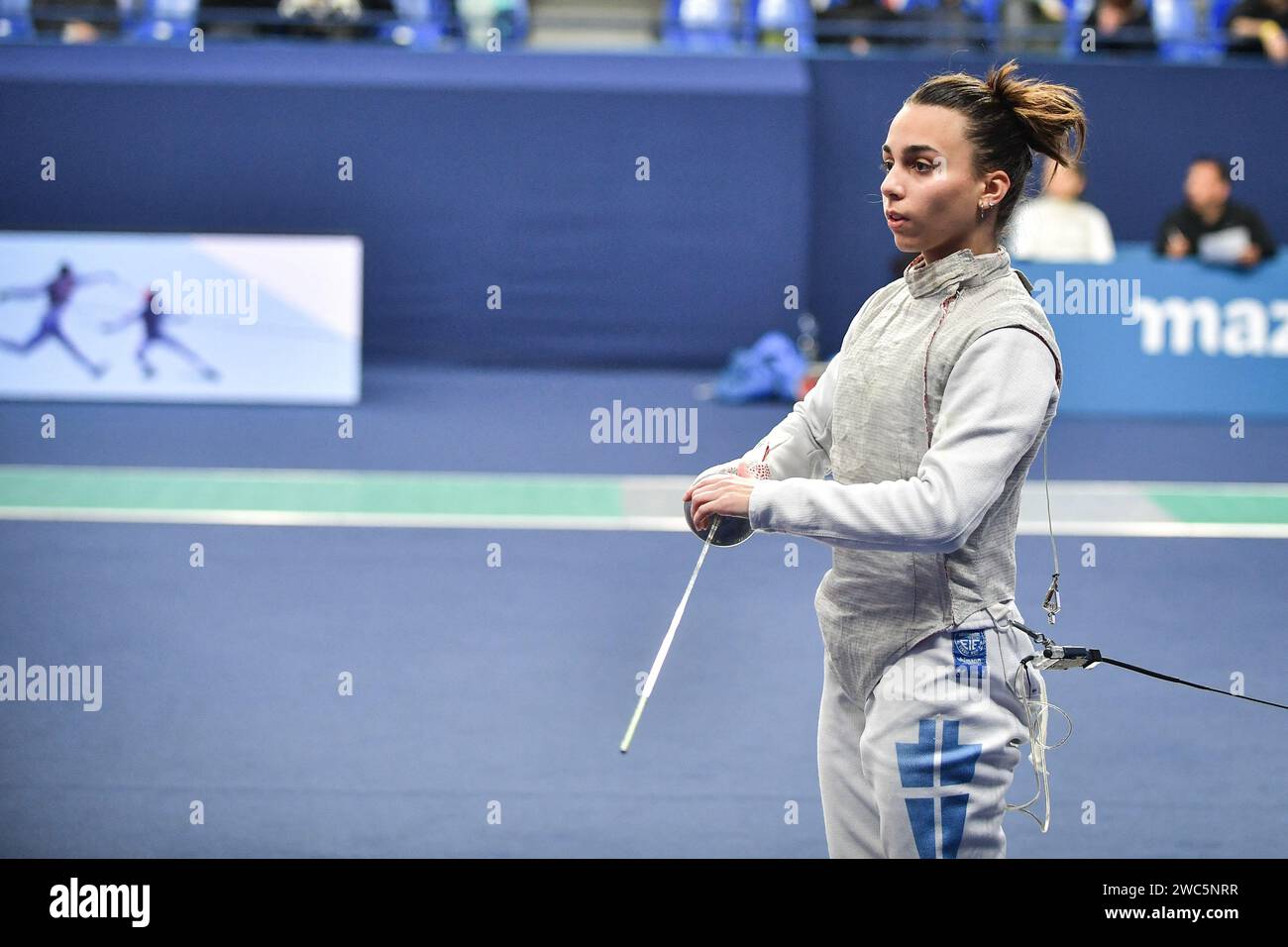 Paris, France. 14th Jan, 2024. Greece's foilist ELENI BALLOU gets ready ...