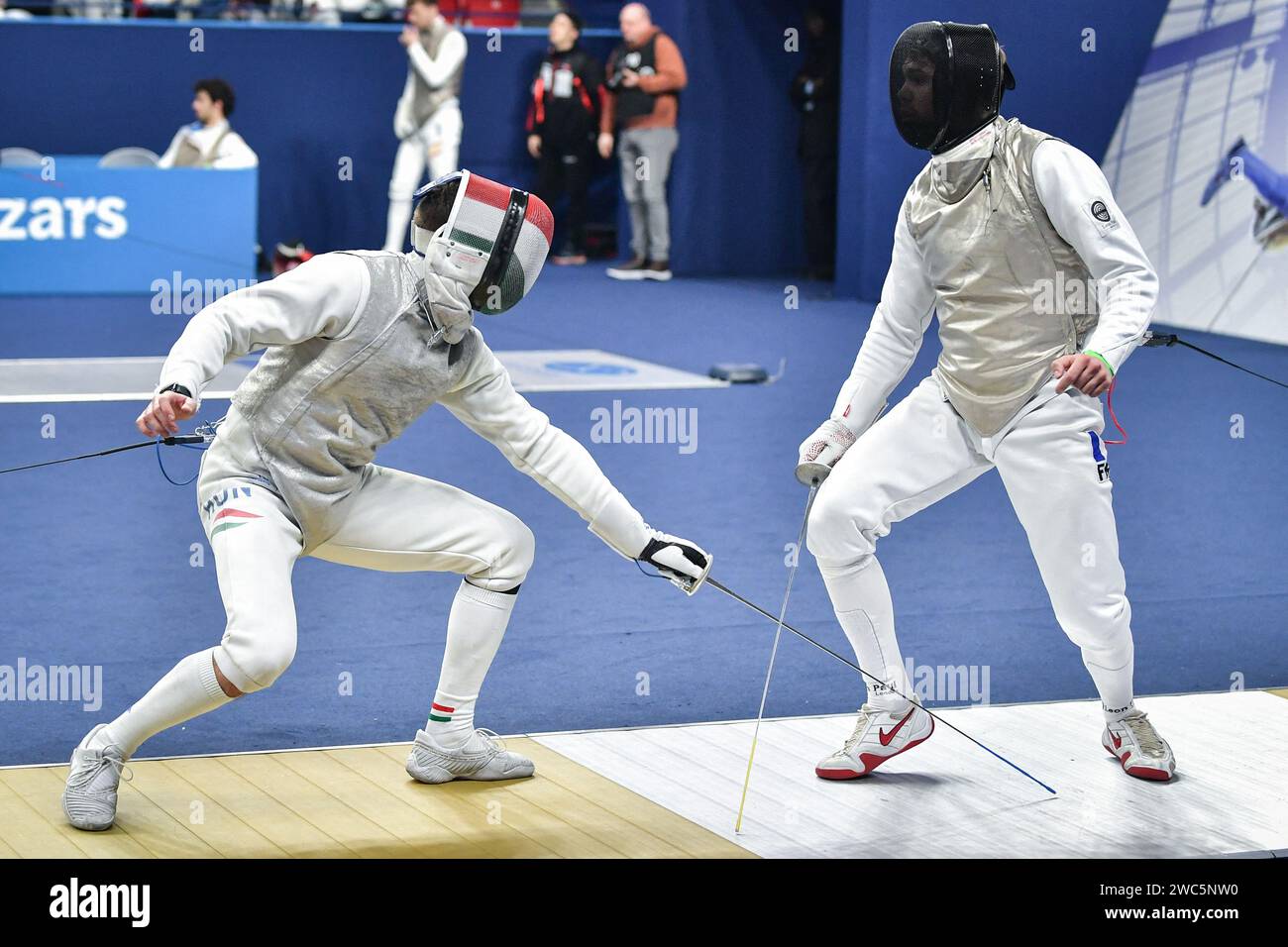 Paris, France. 14th Jan, 2024. France's foilist RAFAEL SAVIN (R ...