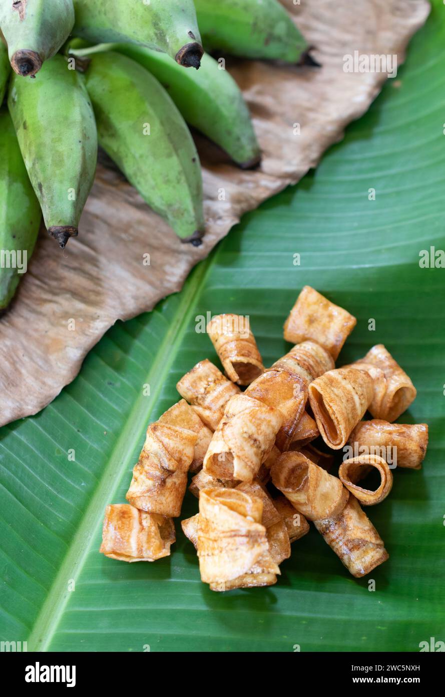 Thai Traditional Snack of Crispy Banana Chip Rolls Stock Photo - Alamy