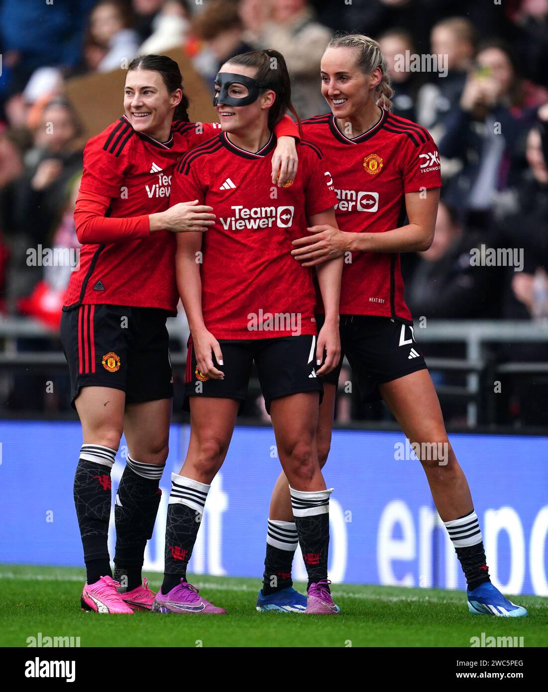 Manchester United's Ella Toone (centre) celebrates scoring their side's ...