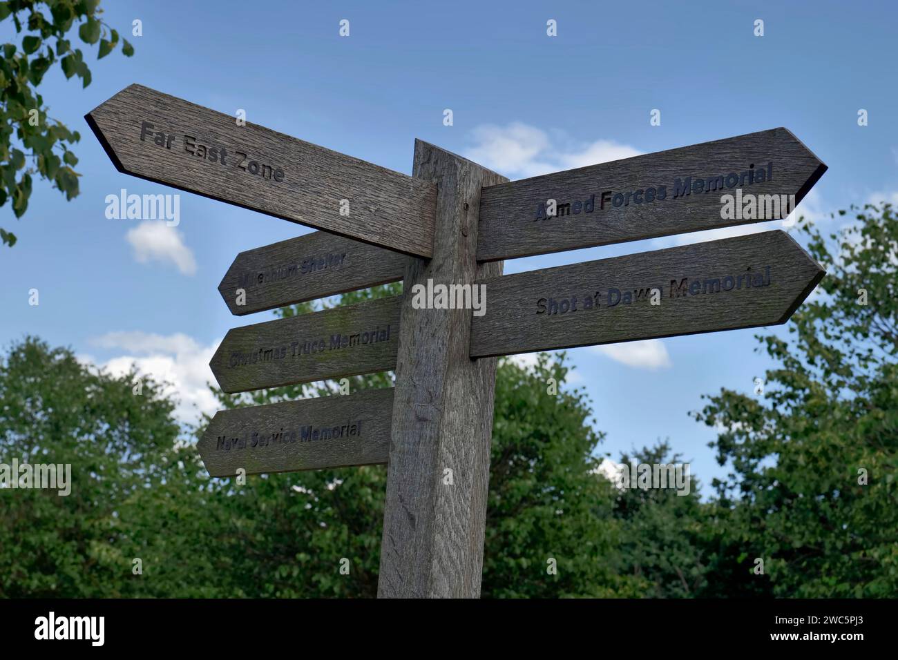 signpost in the National Memorial Arboretum , Alrewas, Staffordshire ...